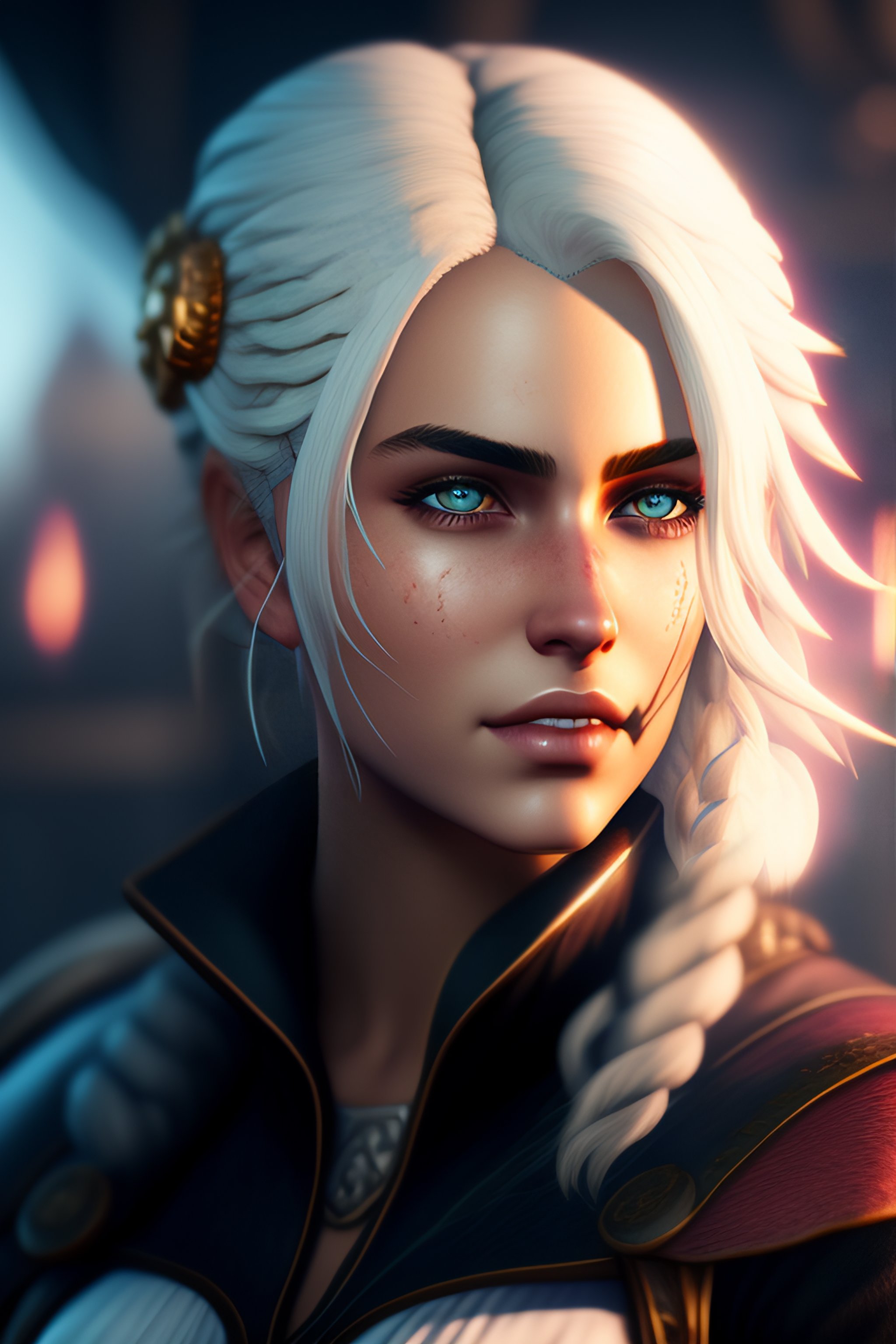 Lexica - High quality image of ciri, anime, realistic, cowboy shot