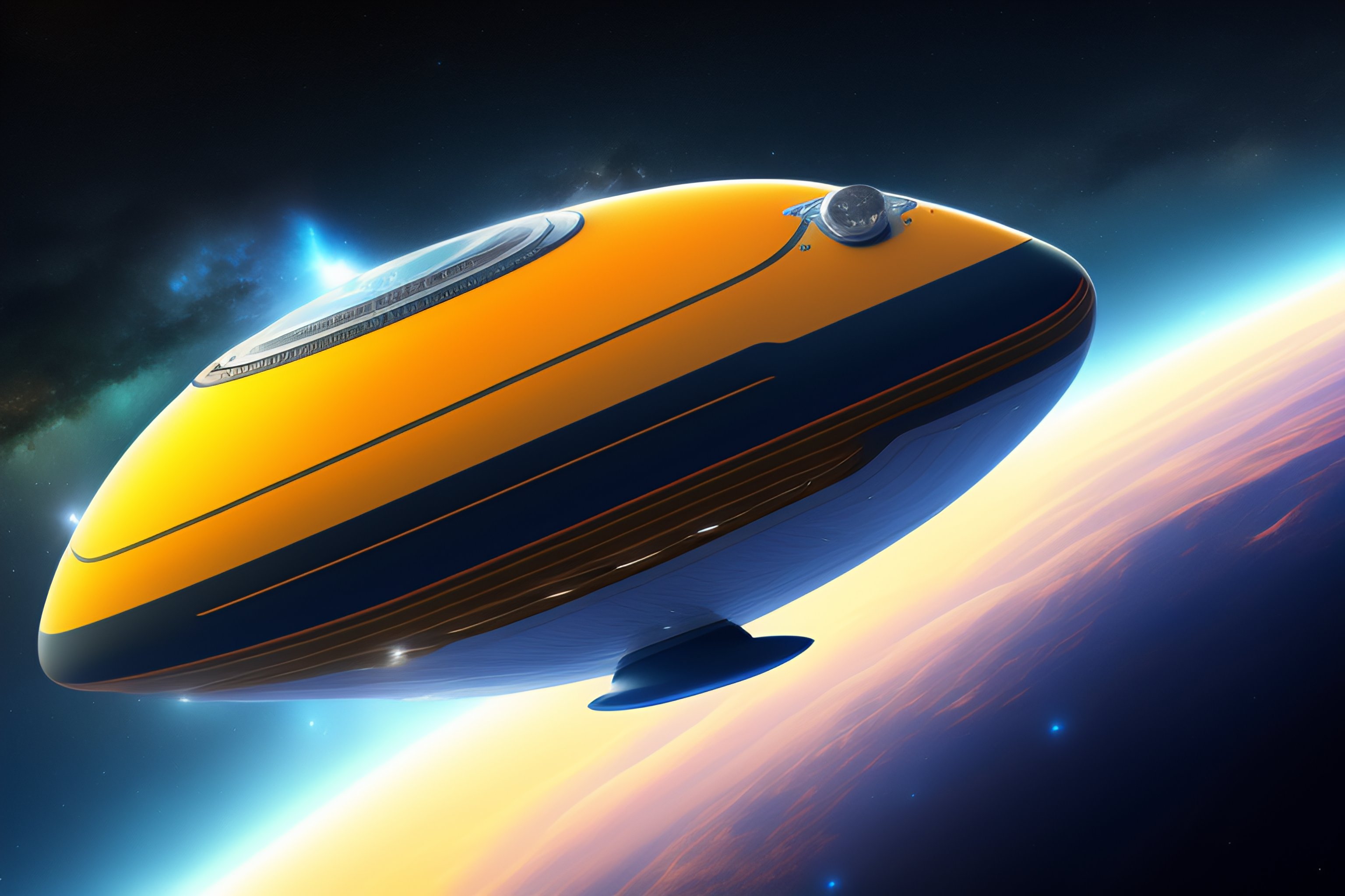 Lexica - Space ship floating in space , realistic