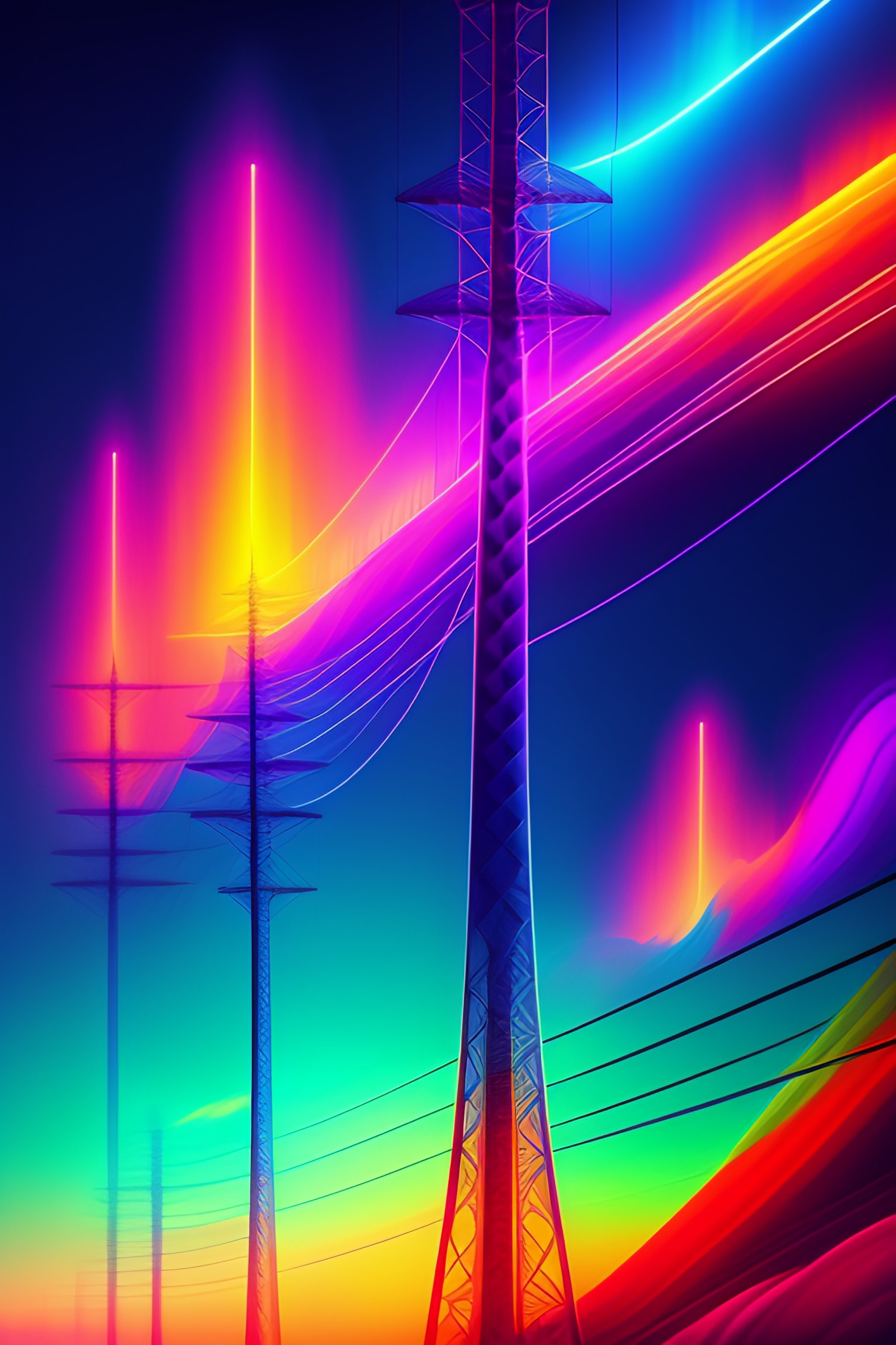 Lexica - Beautiful painting of bouncing colorful high voltage power ...