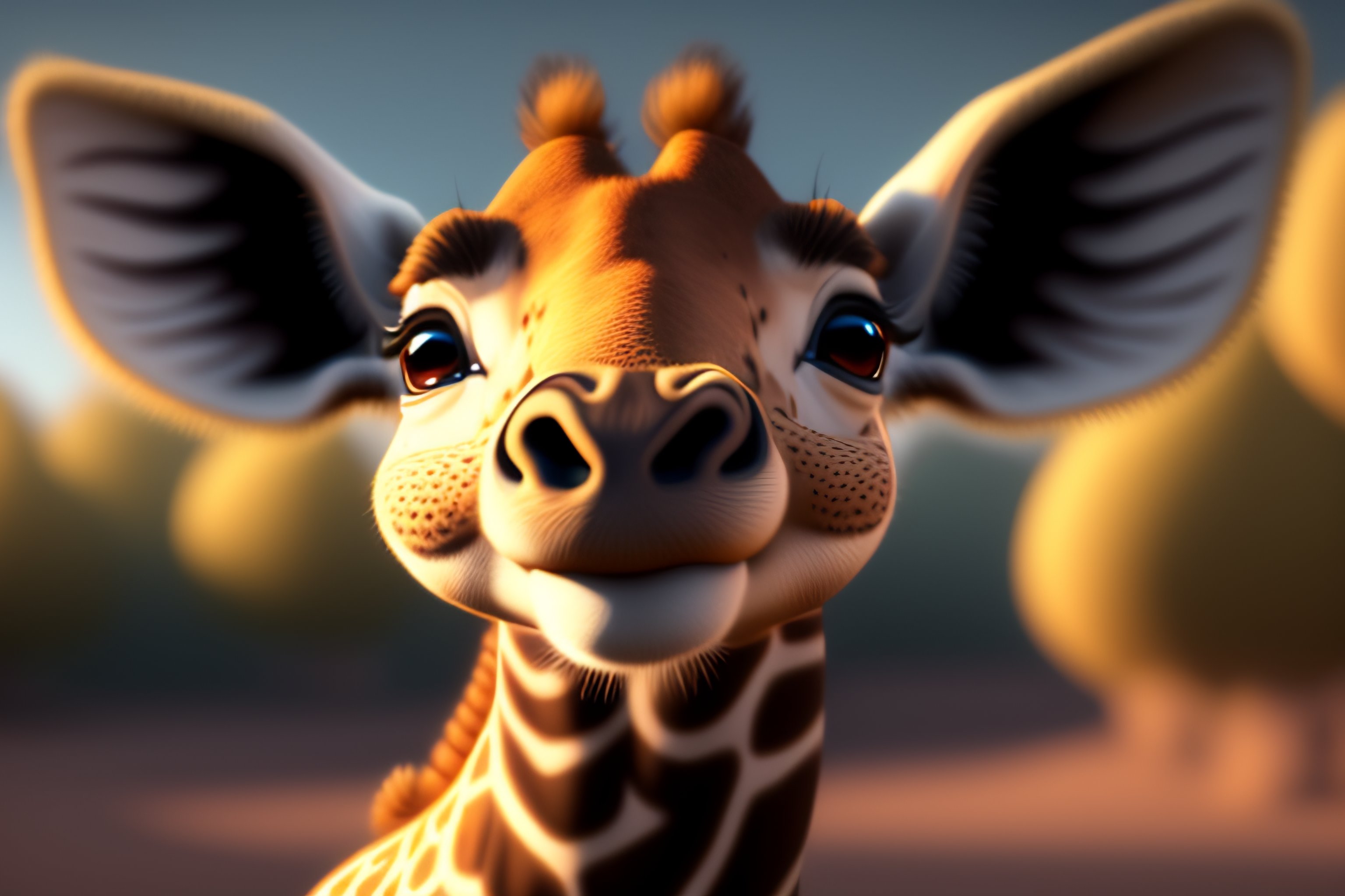 Lexica - Cute adorable little giraffe waving and smiling greeting me ...