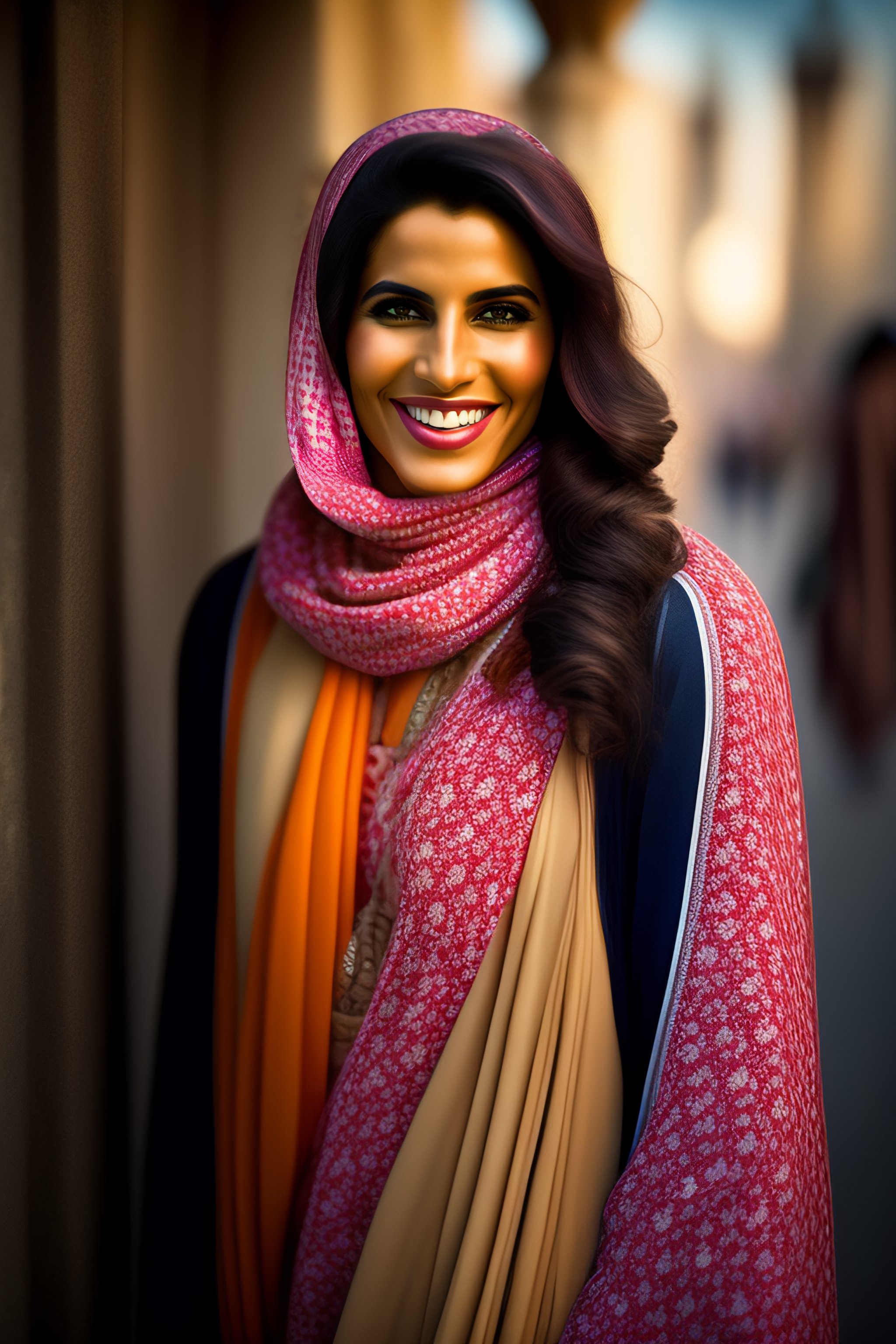 Lexica - Outdoor photography of a happy, modern saudi-arabian beautiful ...