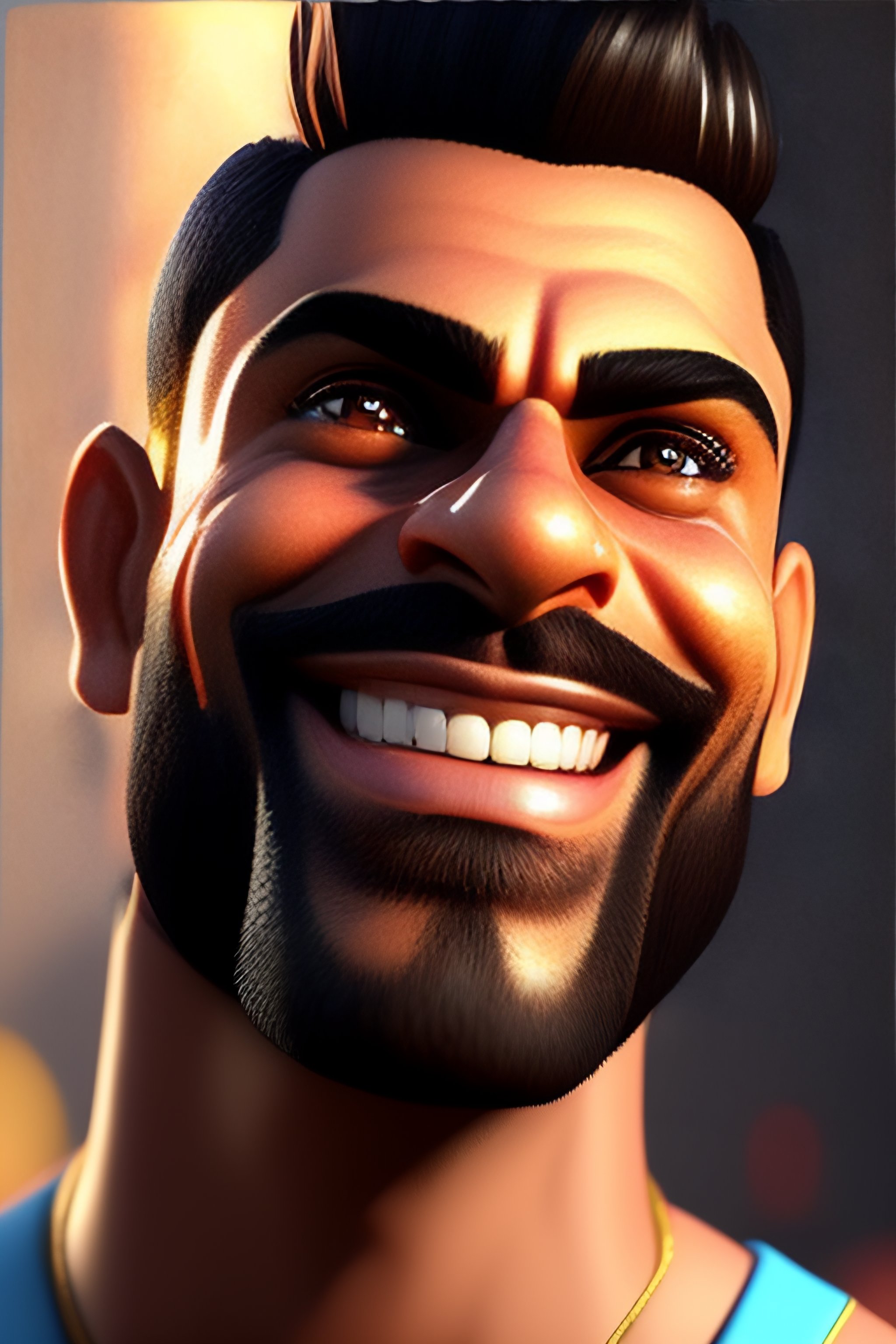Lexica - Caricature 3D render of Virat Kohli smiling, exaggerated ...