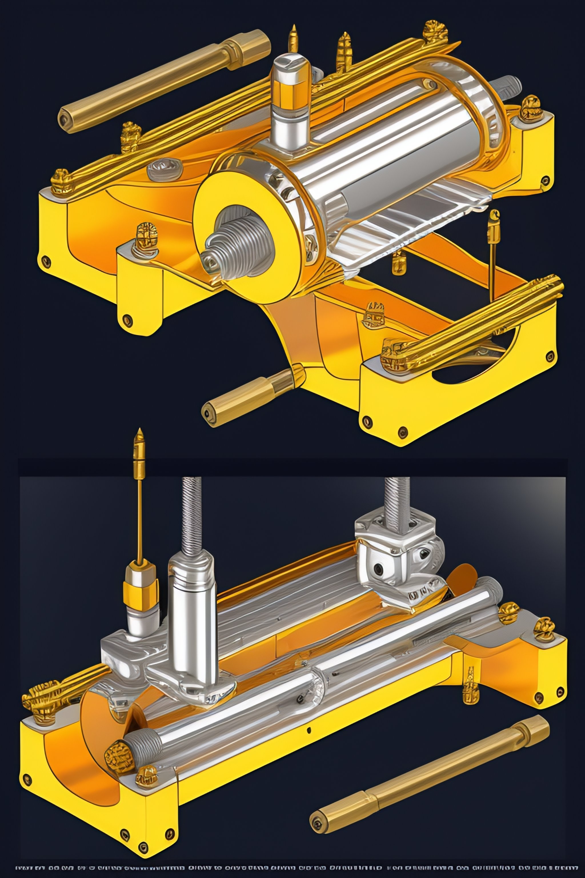 Lexica - Adjustable shaft support cad engineering gear mechanism helical artstation assembly drawing