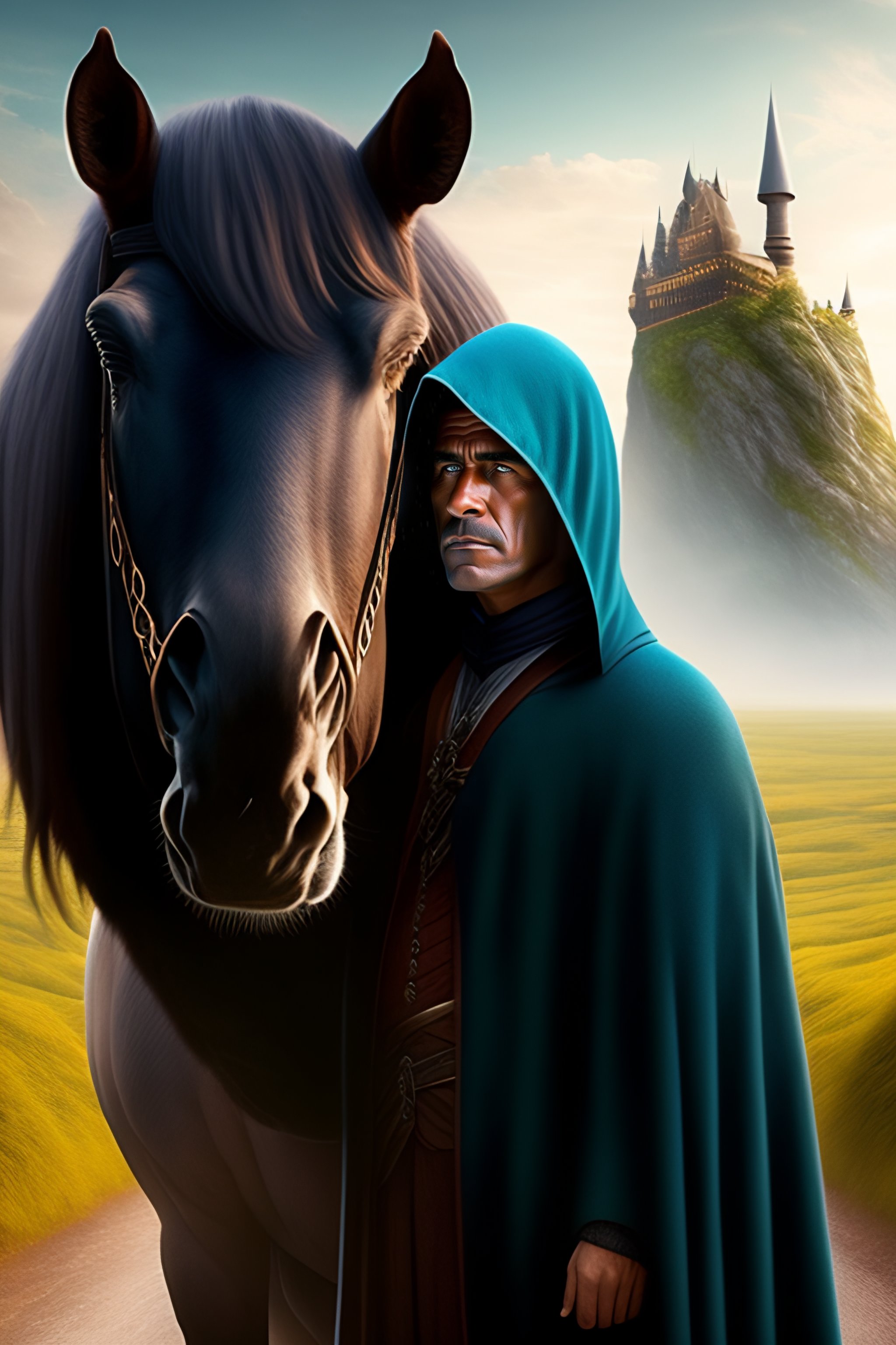 Lexica - Wizard of howarts riding a hippogriff hiding his face with his ...