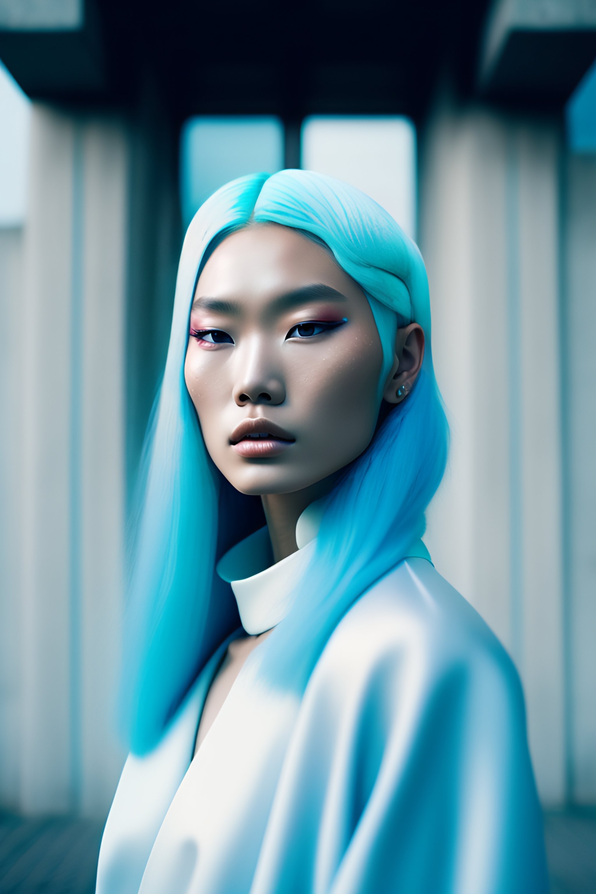 Lexica - Portrait of haute couture beautiful albino asian fashion model ...