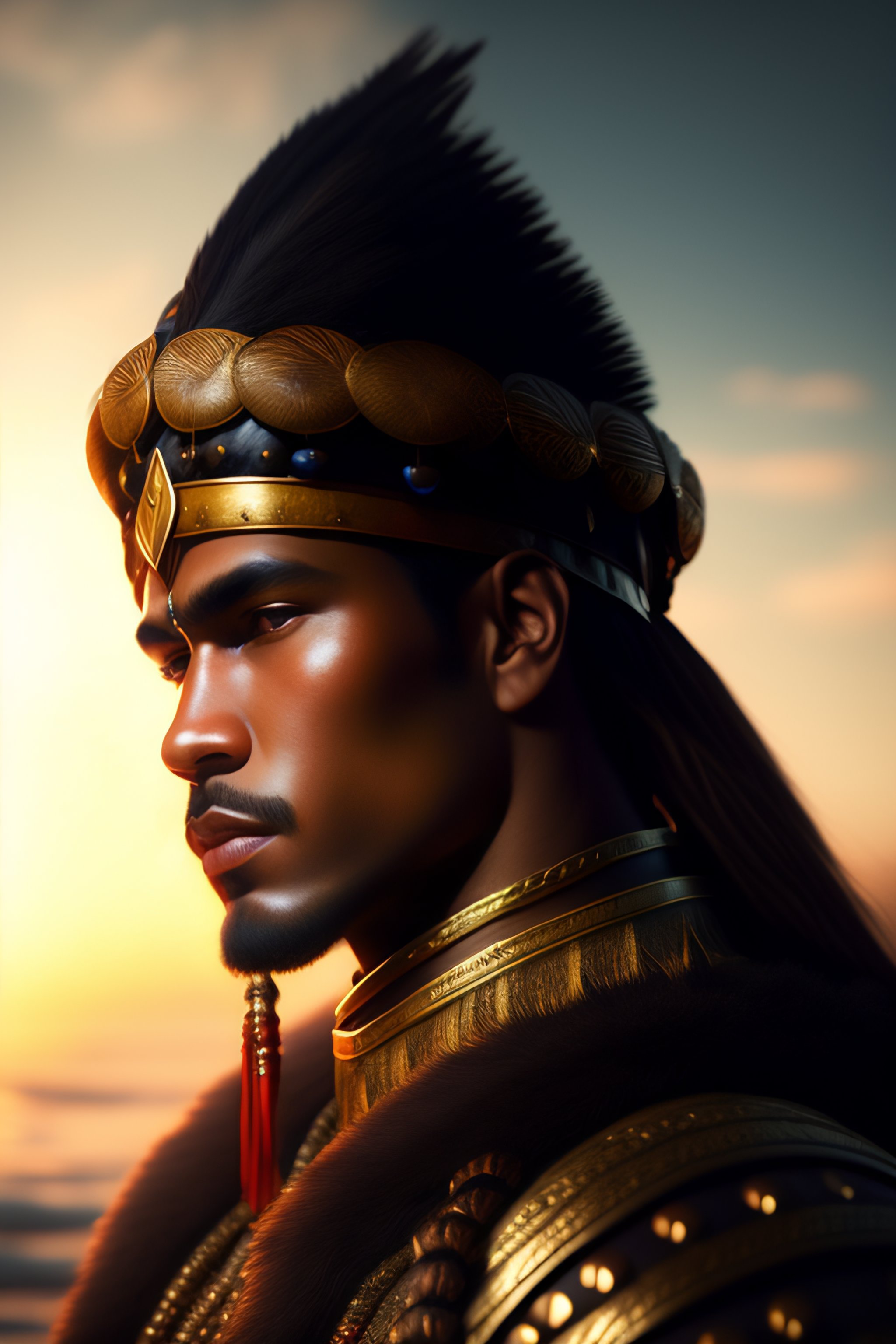 Lexica - Beautiful portrait depicted a polynesian ethnic group warlord ...