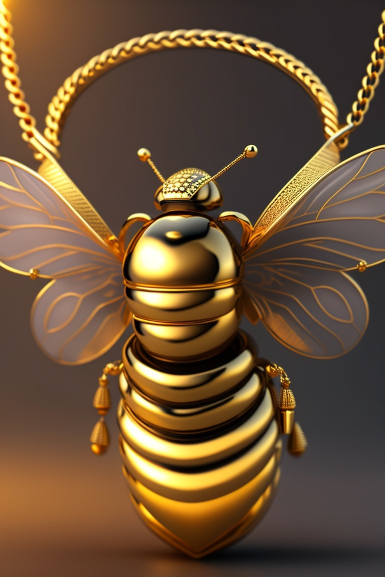 Lexica - A bee standing like humans folding his hands with gold chains ...