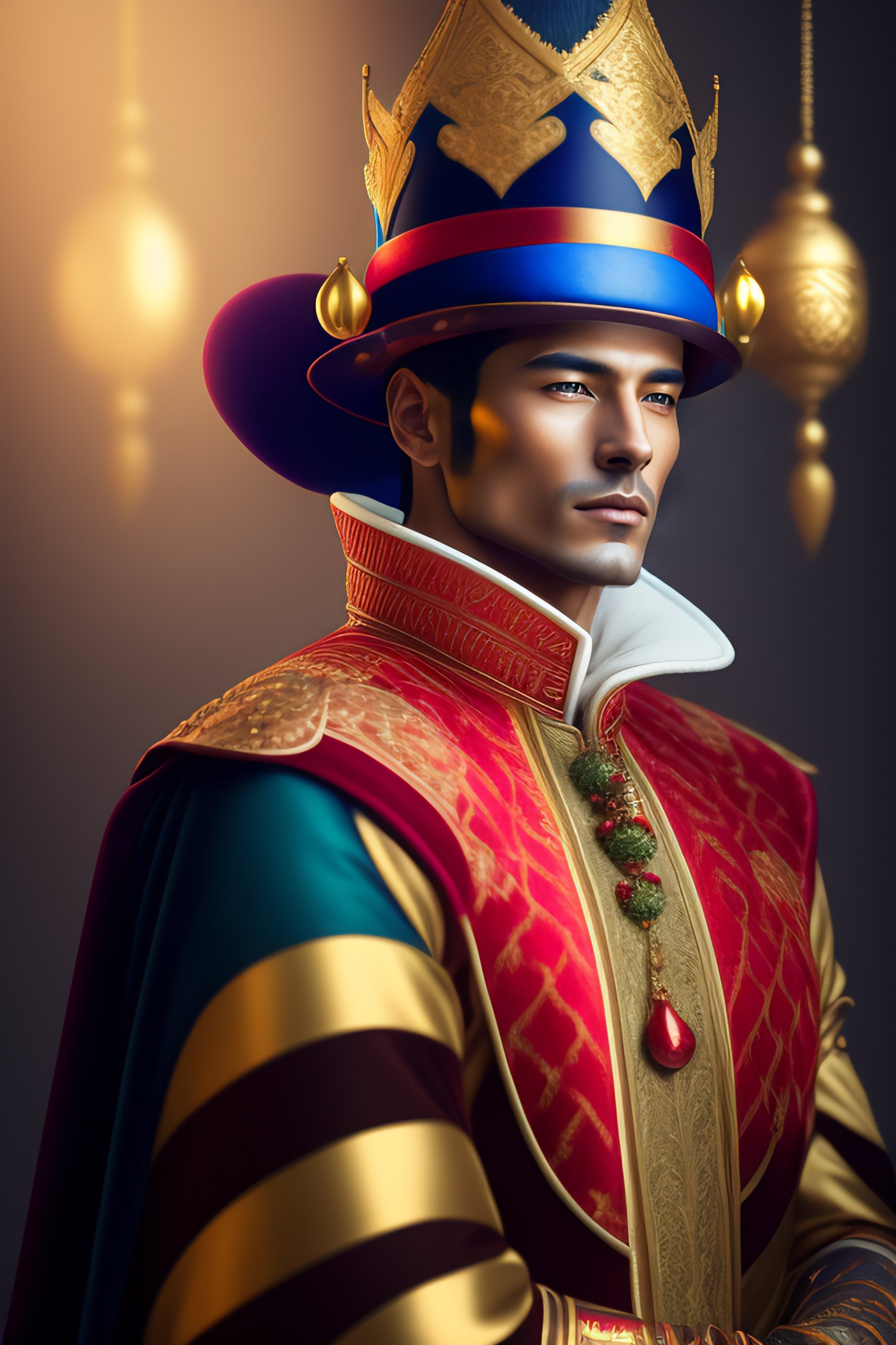 Lexica - Award winning digital portrait of a male harlequin wearing a ...