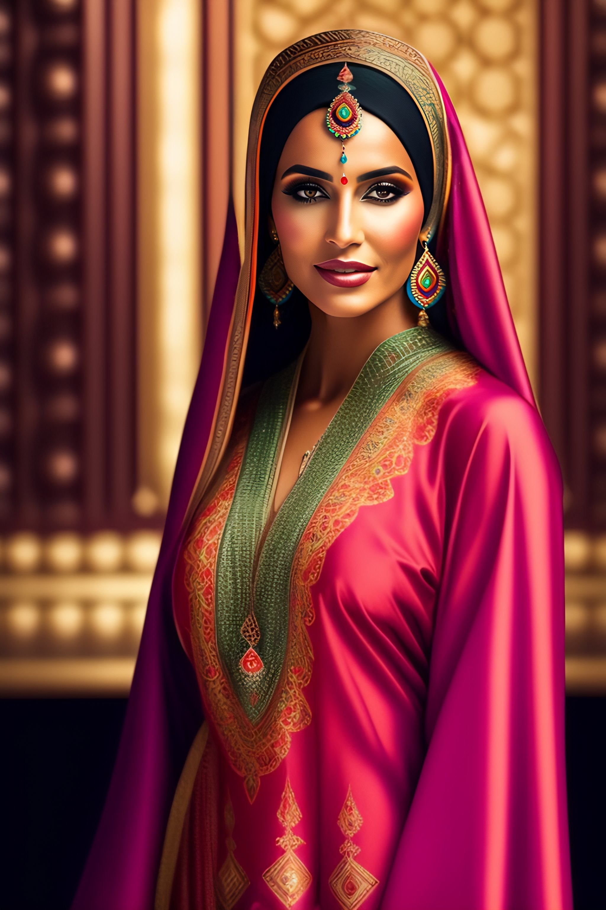 Lexica - Moroccan women wearing a design caftan, realistic photo