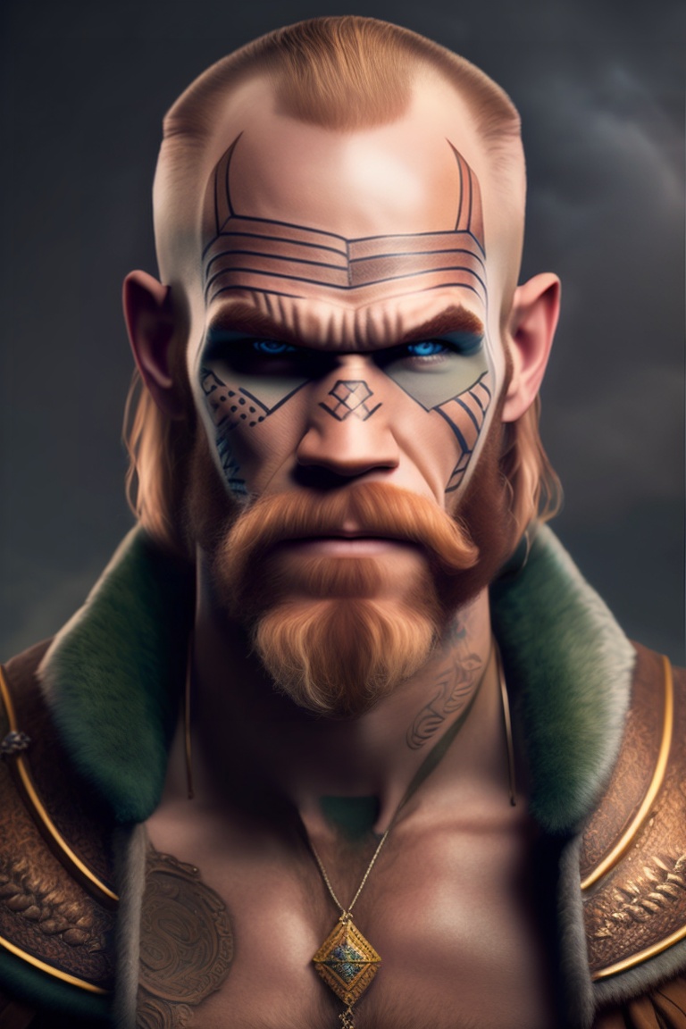 Lexica - Floki from tv show Viking, tattoo on the face, bold, facing ...