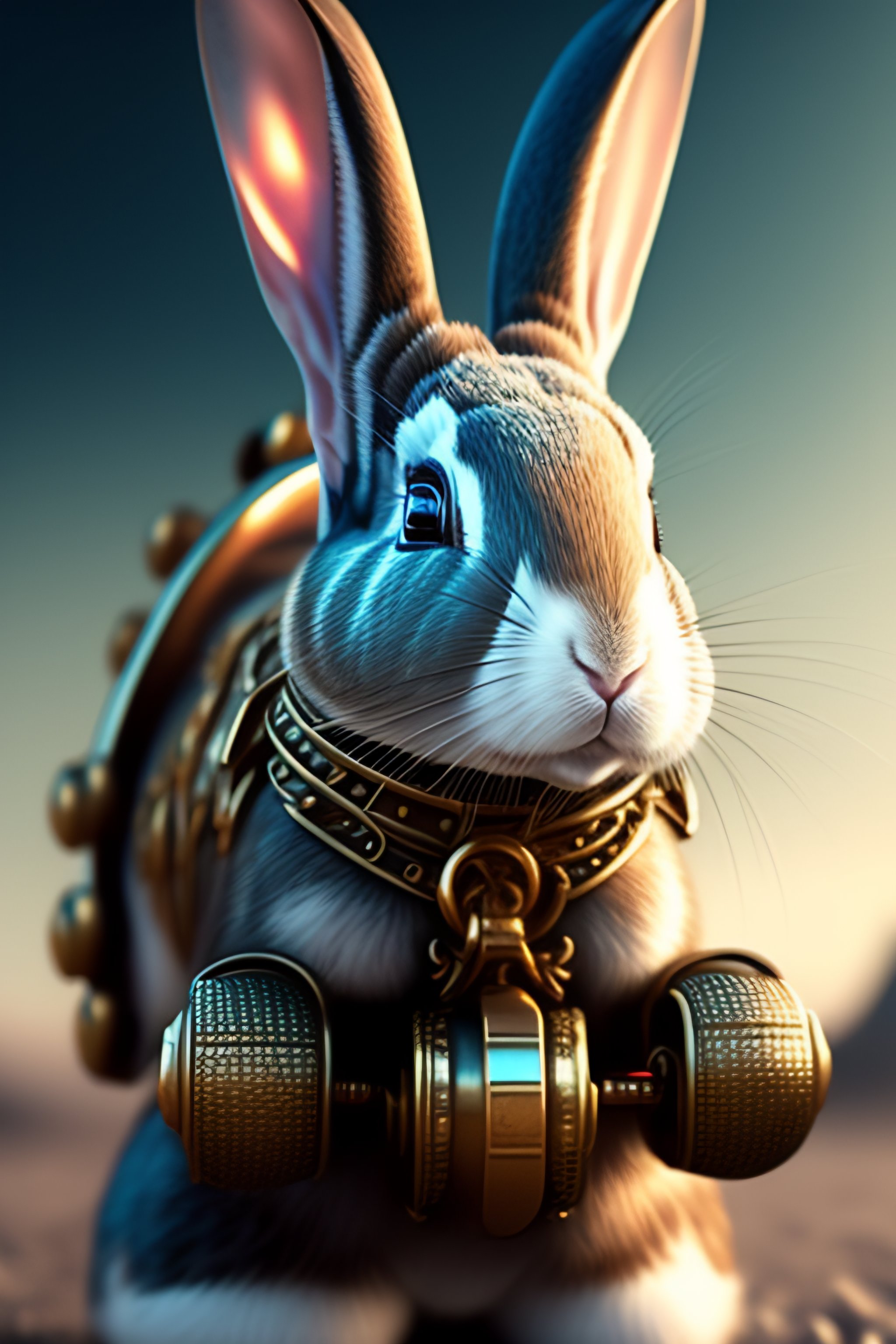 Lexica - Cyborg rabbit futuristic mechanical metal shiny