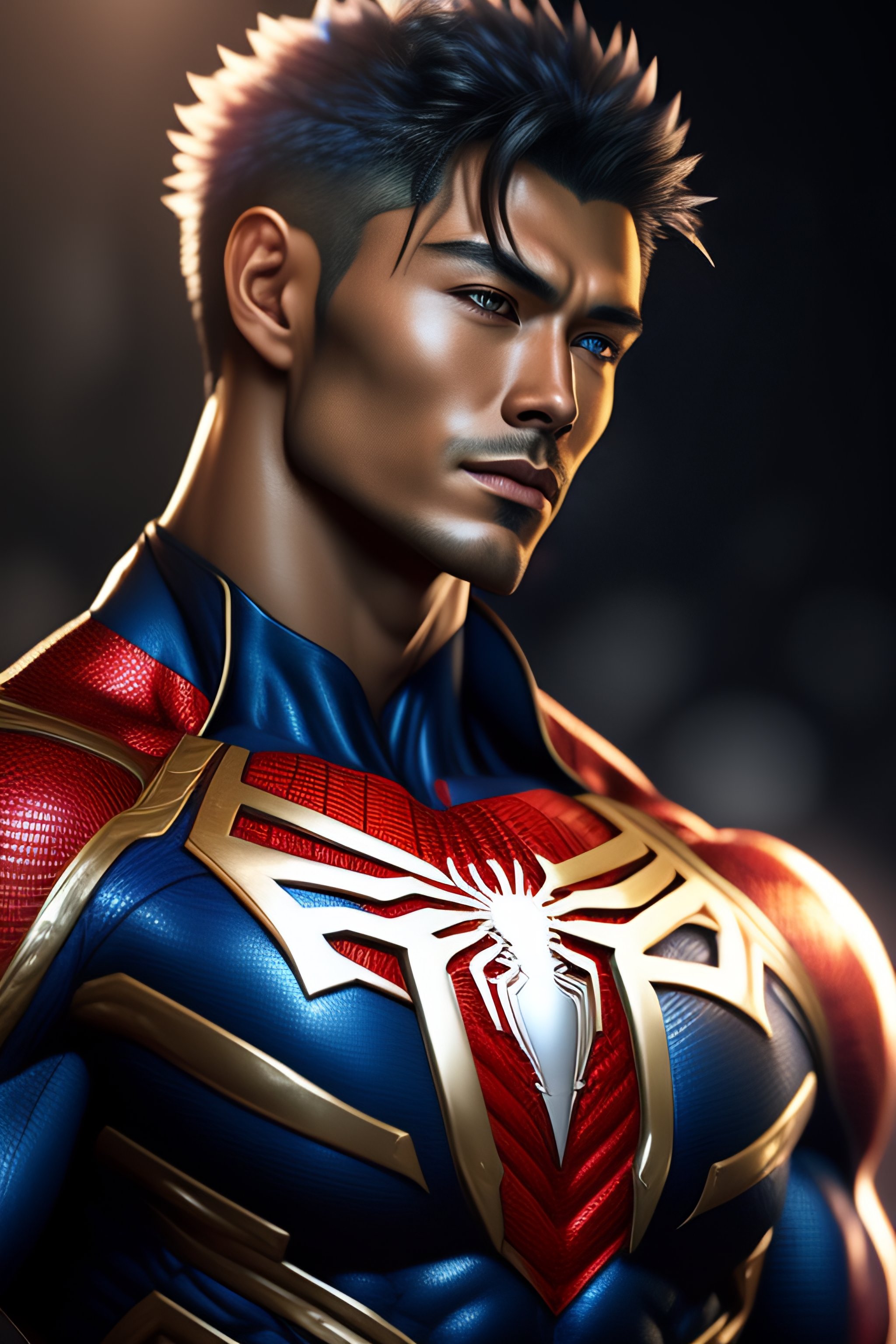 Lexica - Full potrait of Rugged thin muscular anime spiderman ,full ...