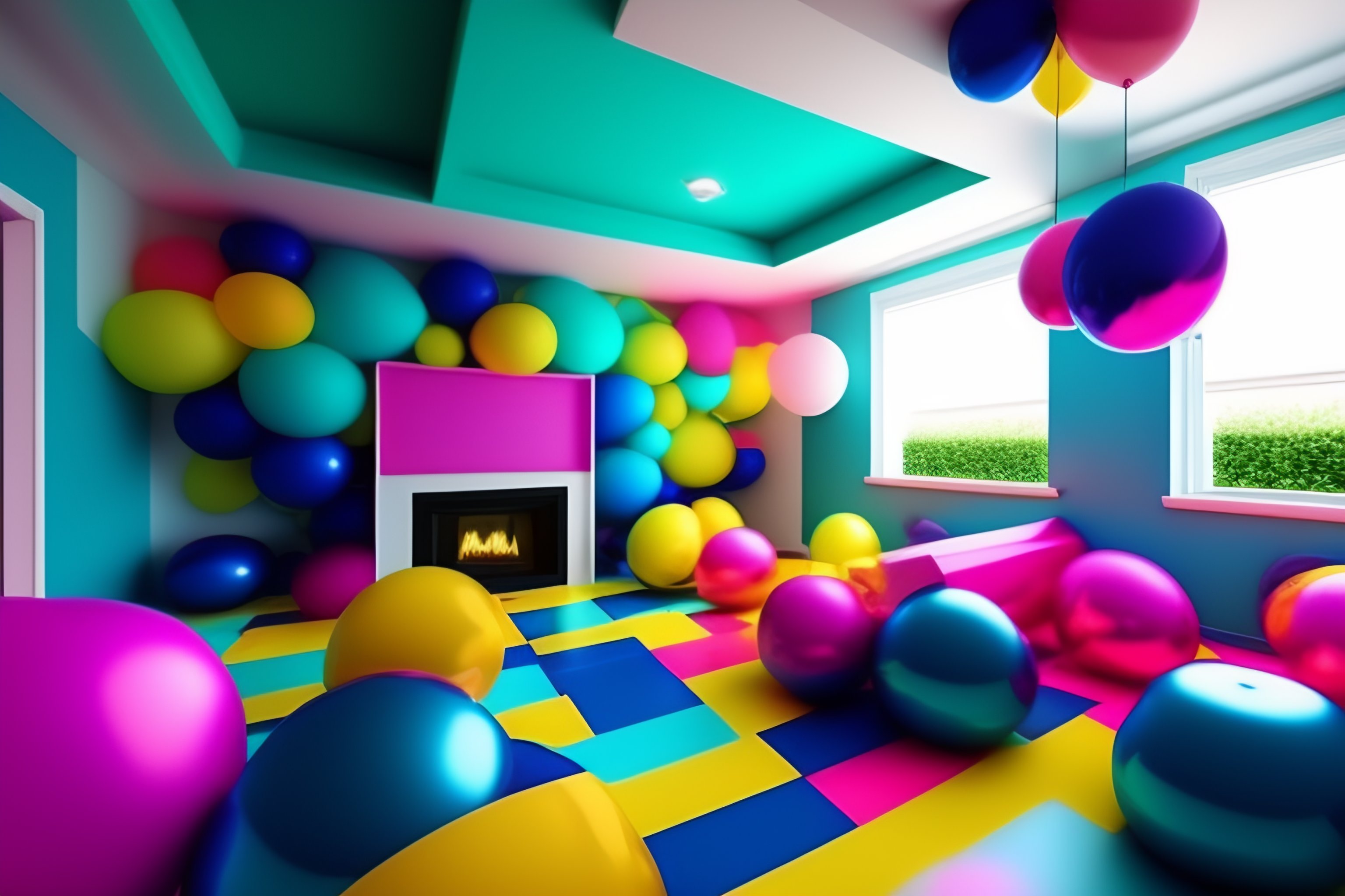 Lexica - A cute room for a birthday party where everything is made of ...