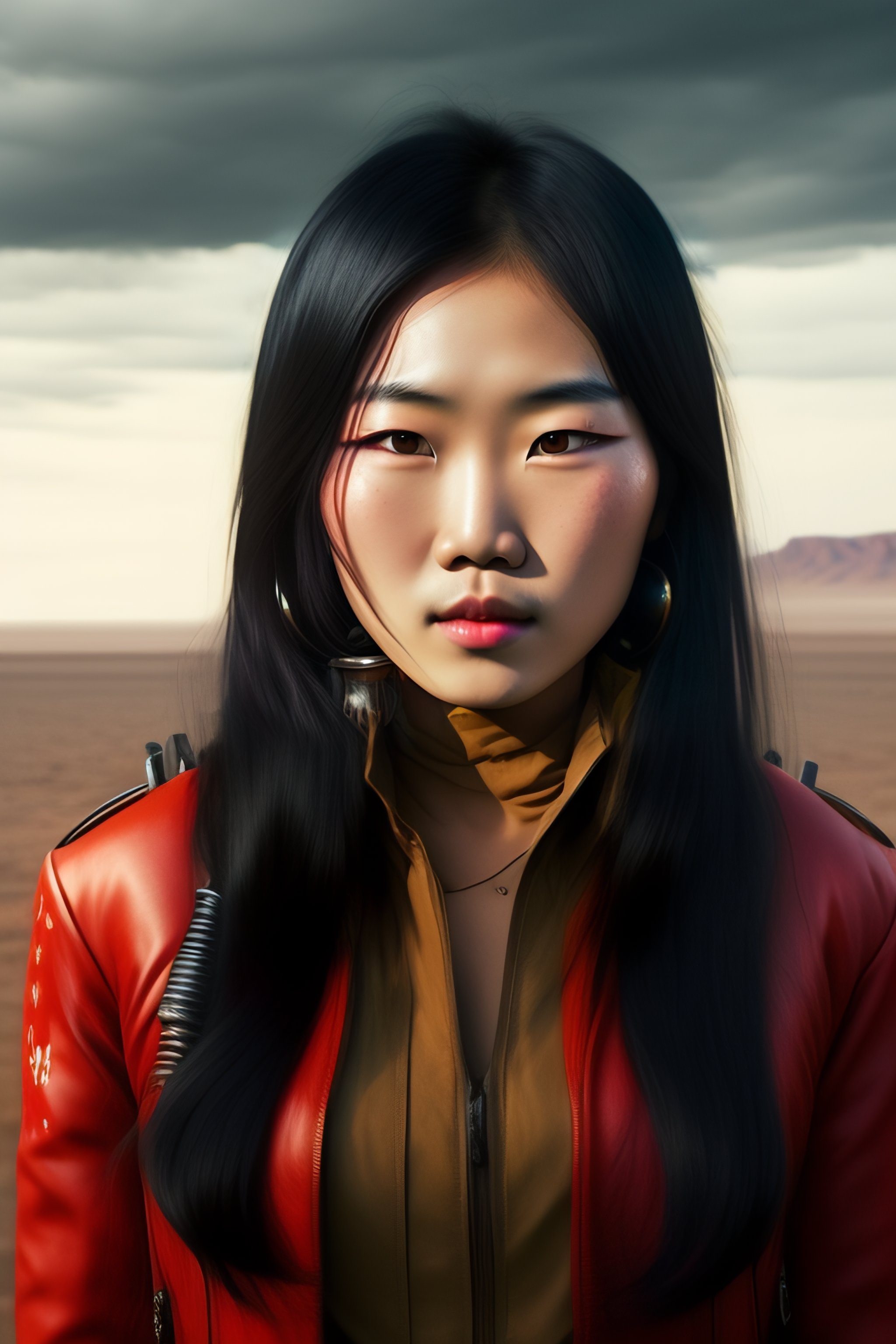 Lexica - Asian girl, young, dressed as a stalker, revolver in hand ...