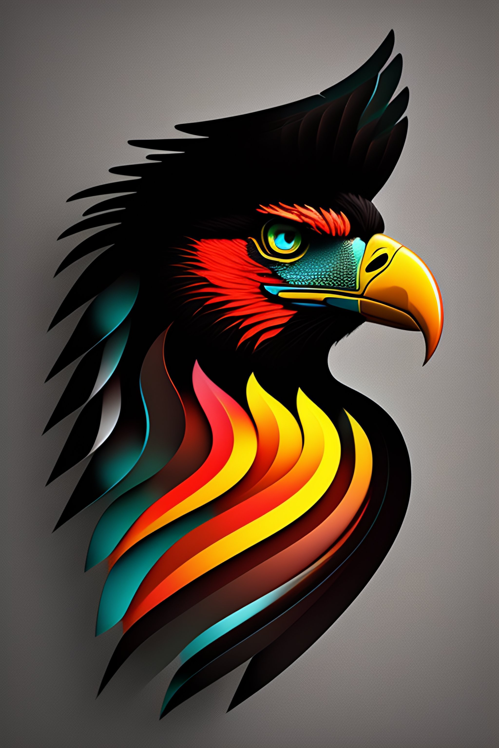 Lexica - Vector, color eagle icon with girl face, black background ...