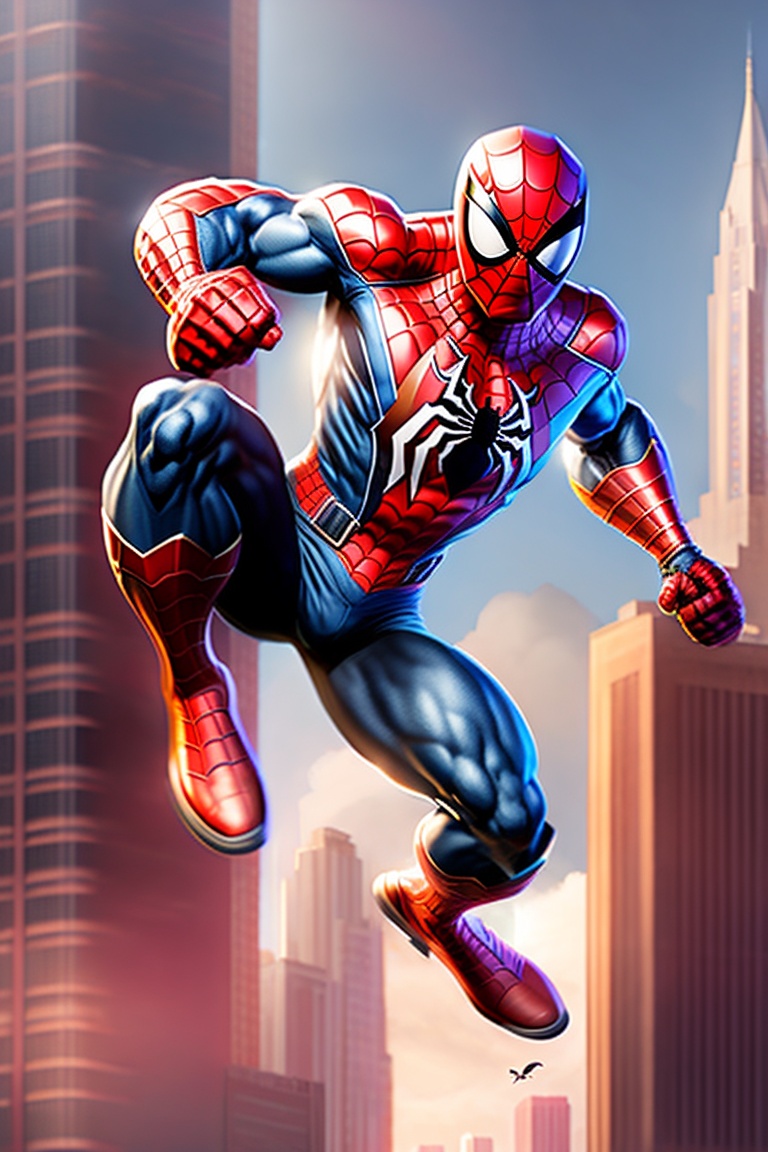 Lexica - Spider-Man swinging through the city: Show Spider-Man in mid ...
