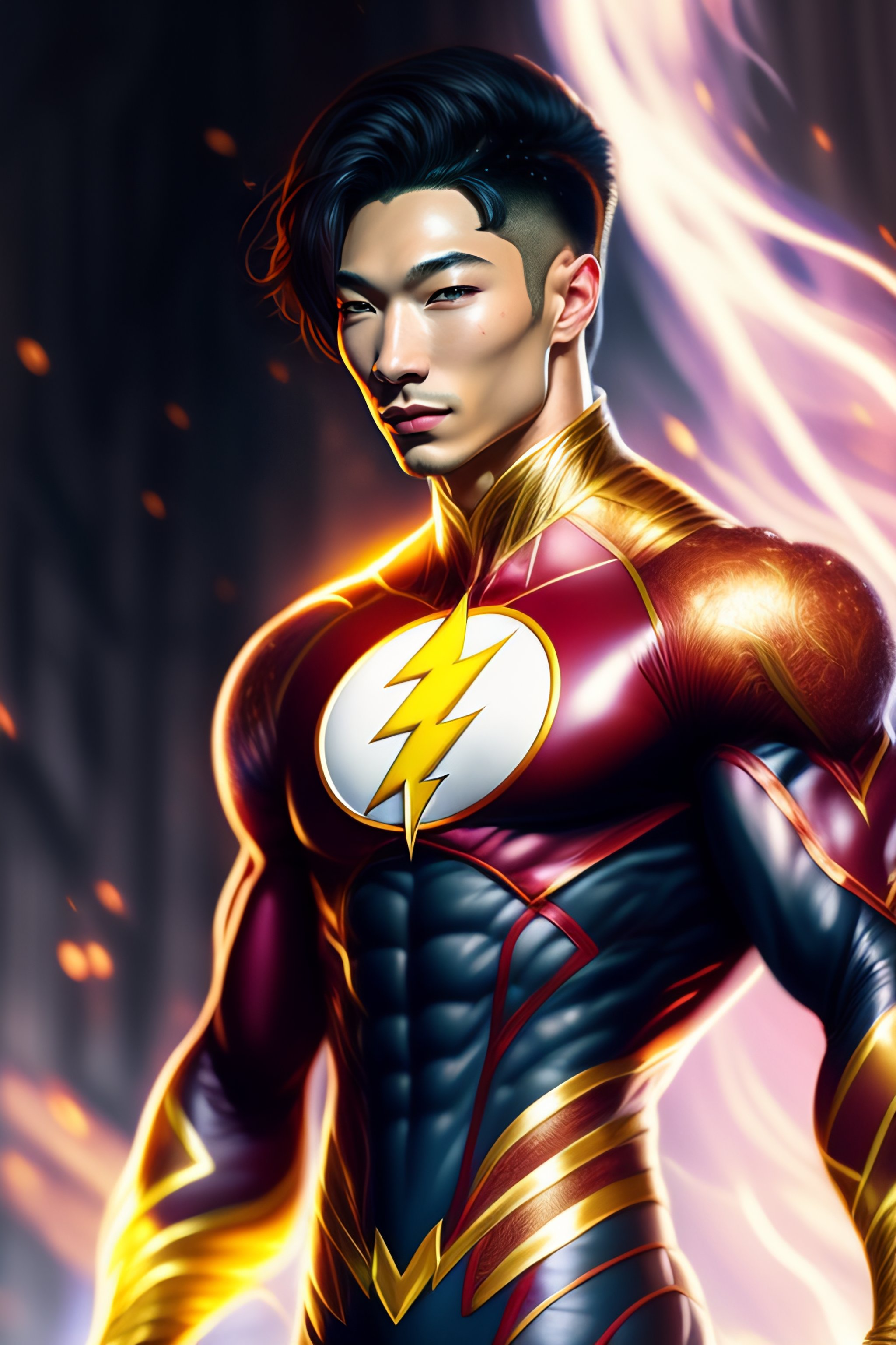 Lexica - Full body potrait of ezra miller as super muscular flash anime ...