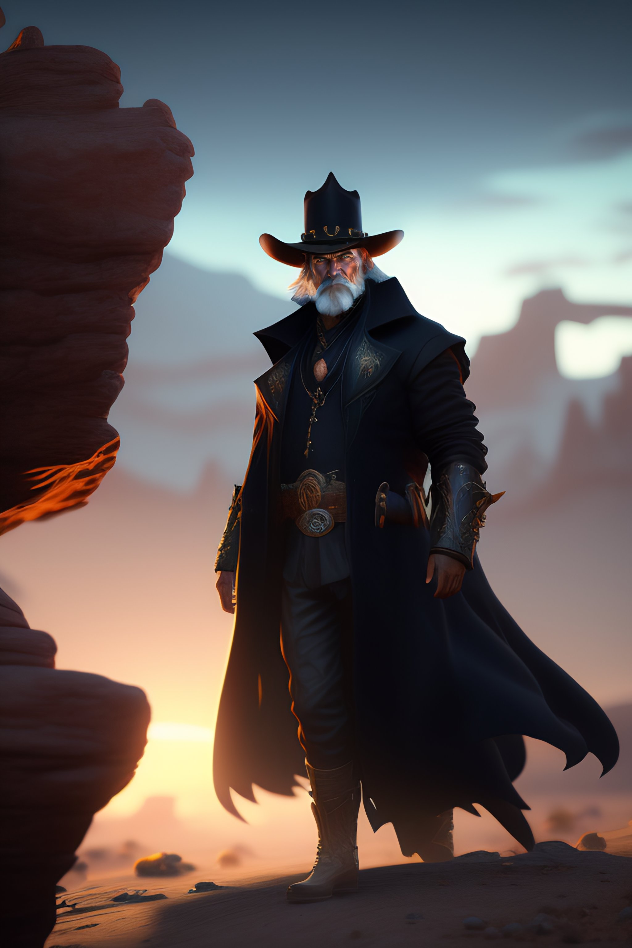 Lexica - Wild west portrait of a undertaker old man in black duster ...