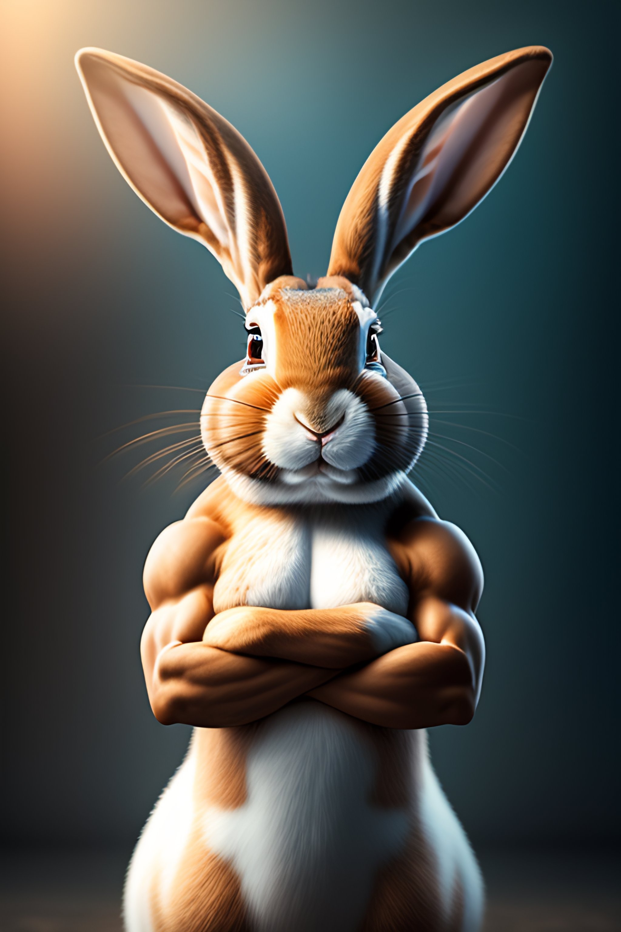 Lexica - Muscular female anthropomorphic rabbit looking menacingly at ...