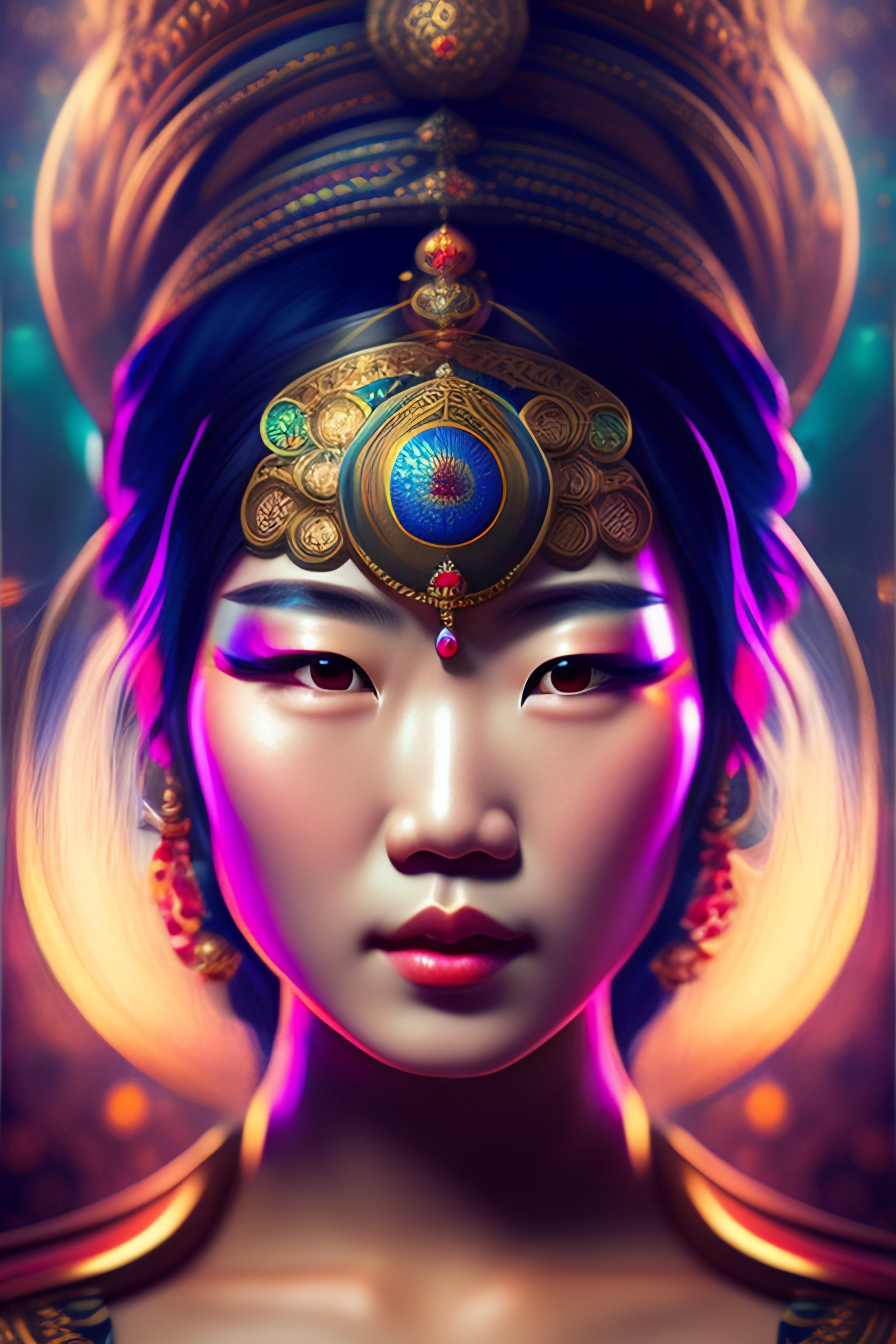 Lexica - Beautiful japanese girl with third eye on her forehead, highly detailed, 8k