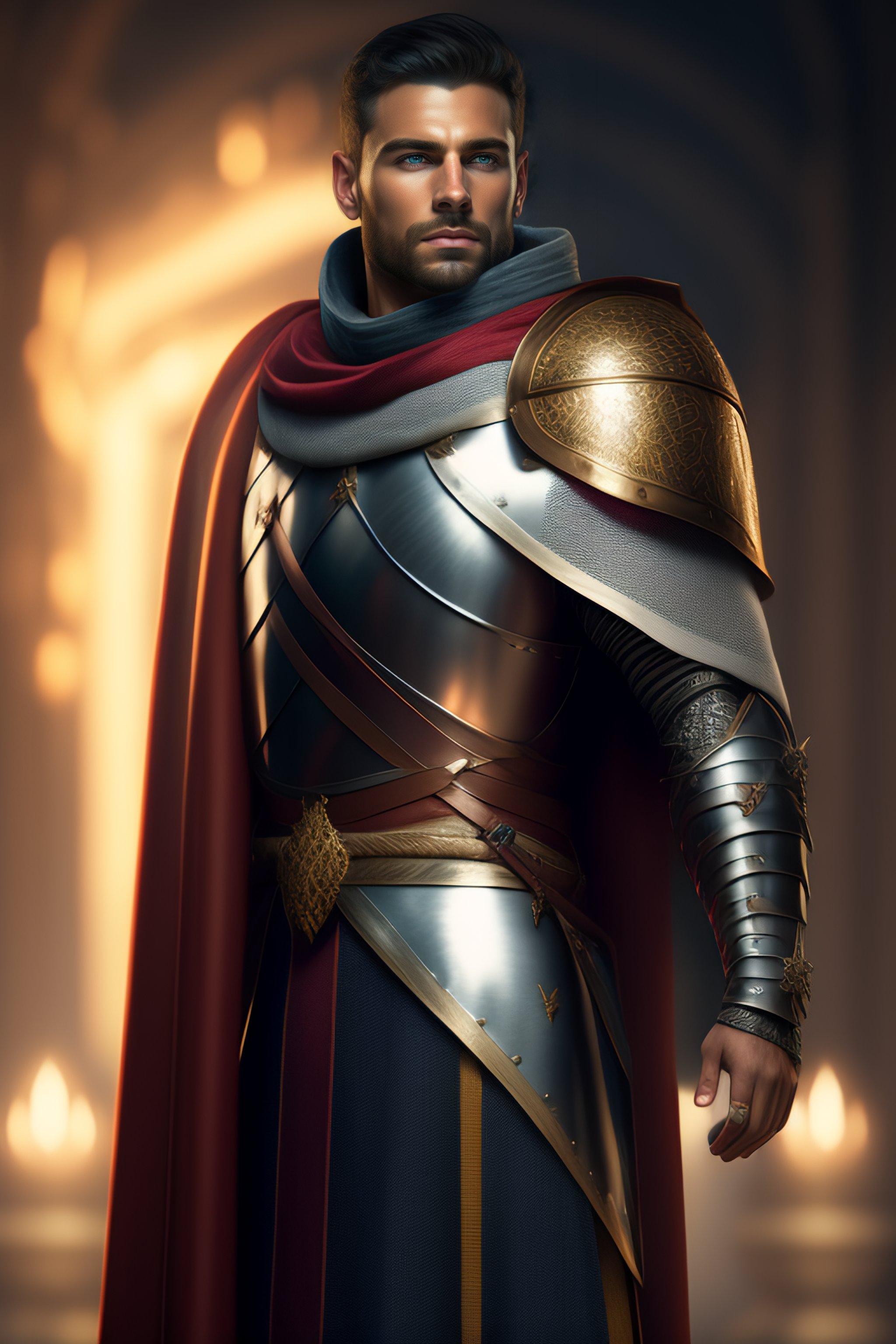 Lexica - A realistic full body portrait of a medieval Knight wearing a ...