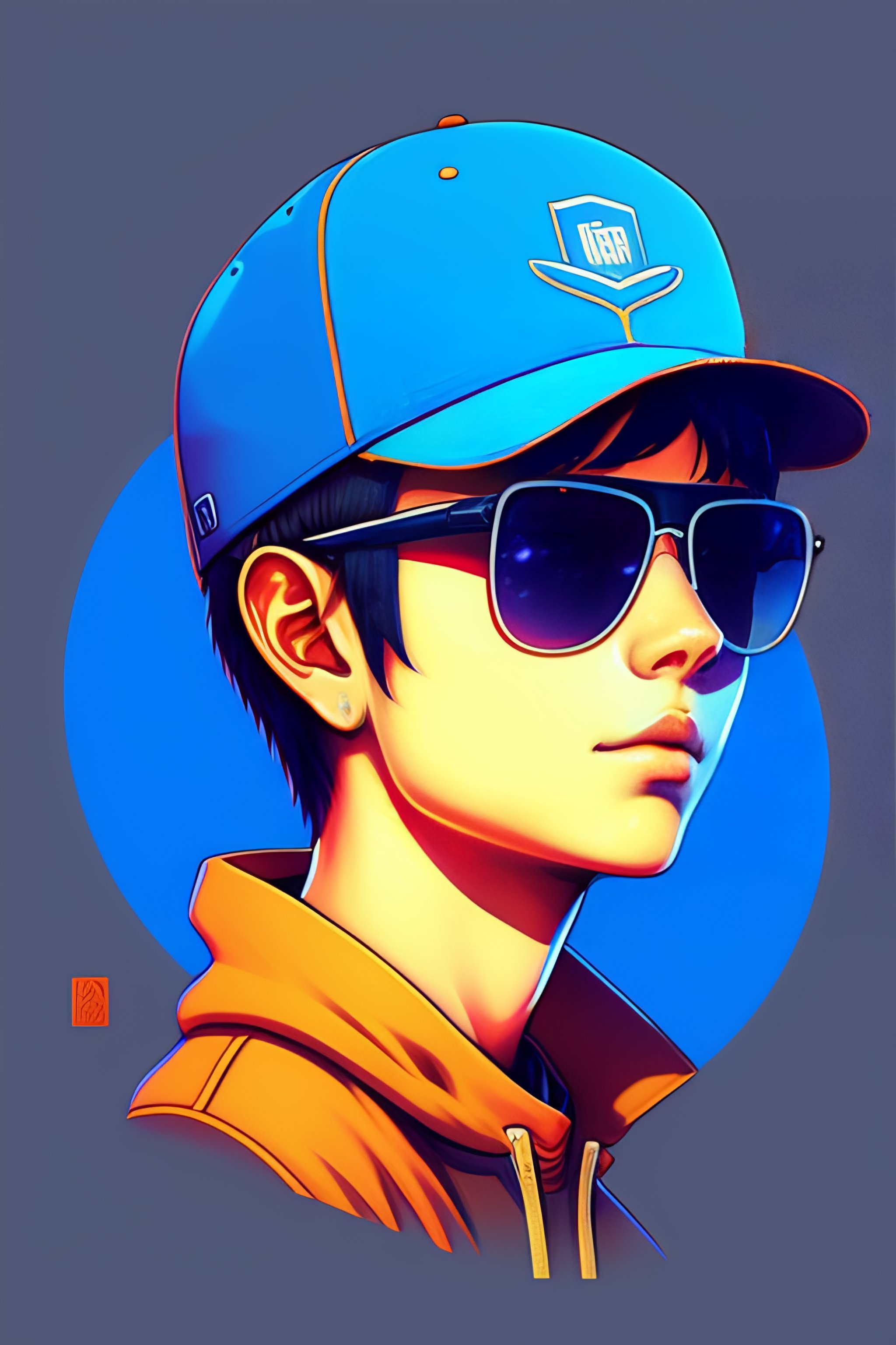 Lexica - Logo, gamer boy ceramic tile, art cartoon style, blue ...