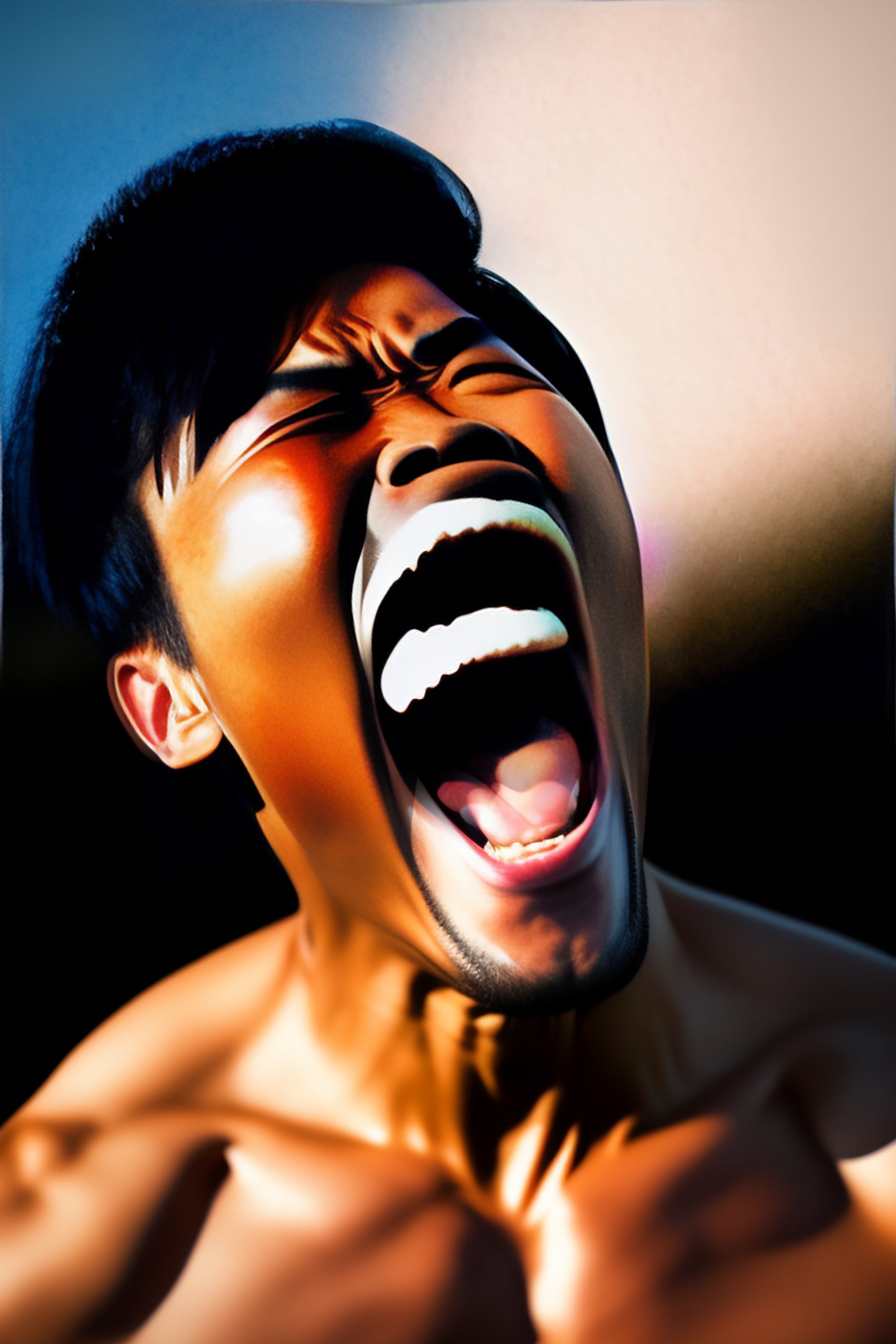 Lexica - Portrait of a asian man screaming