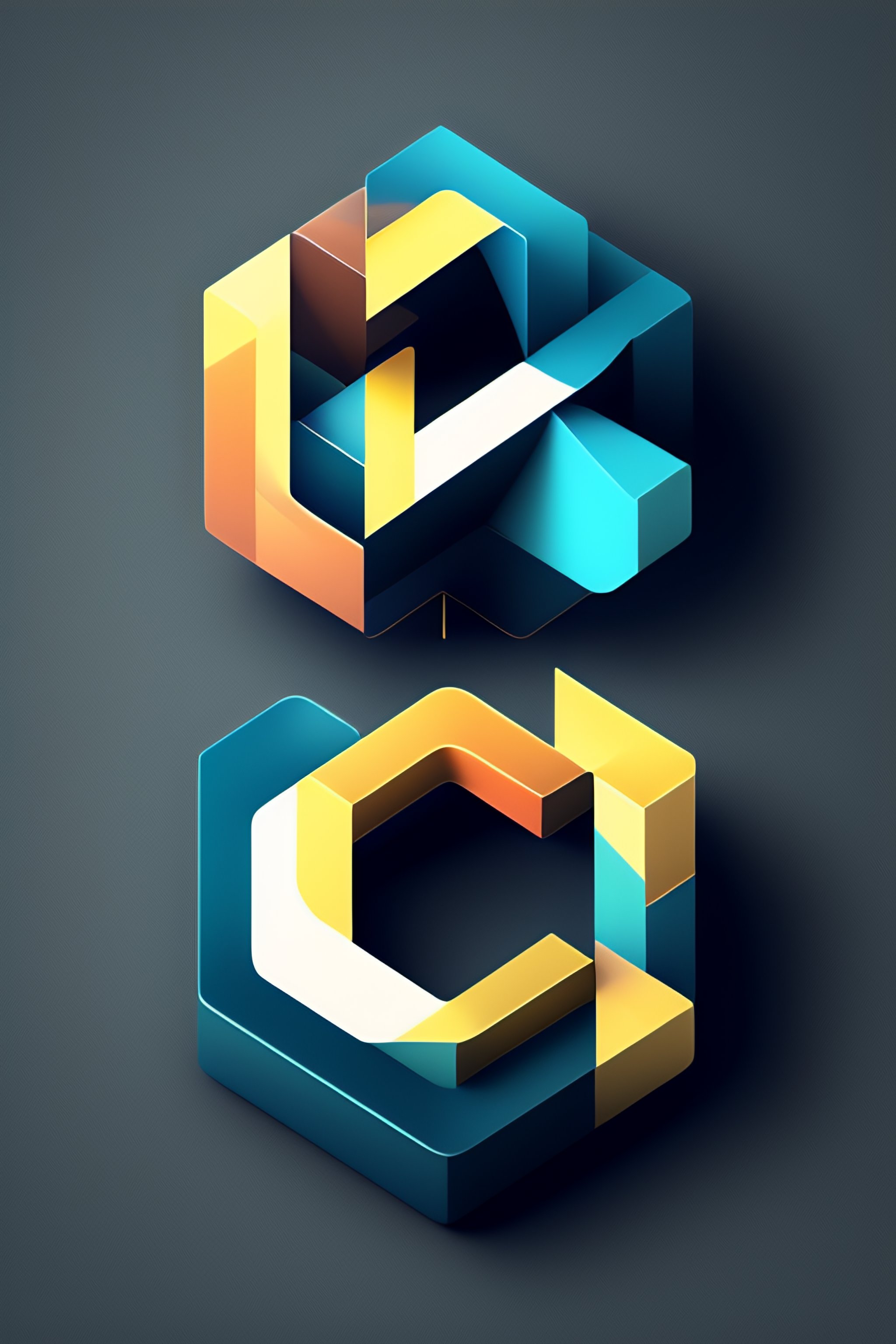 Lexica - Origami isometric logo design with capital letter D