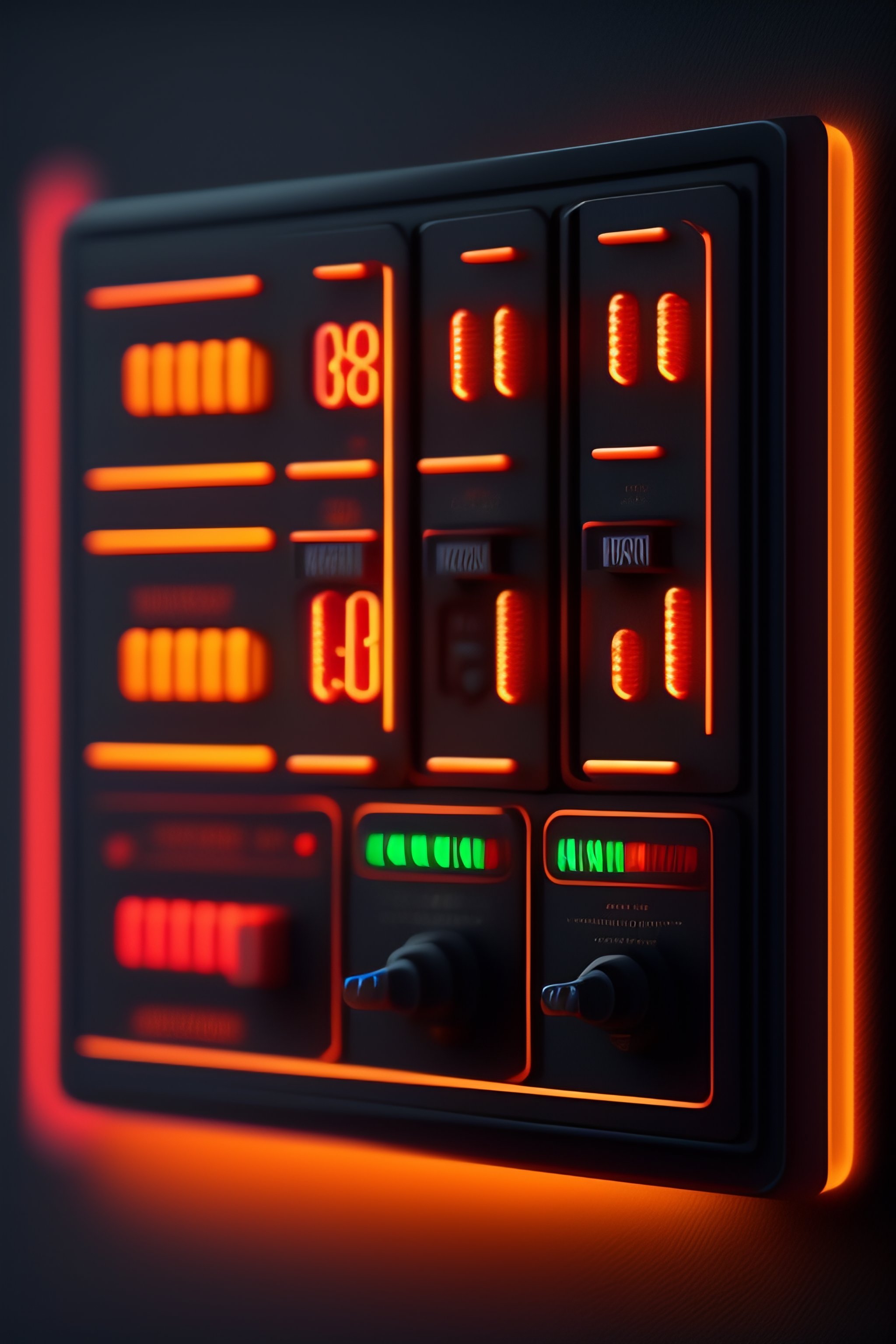 Lexica - A retro style control panel of glowing switches, dials, lights ...