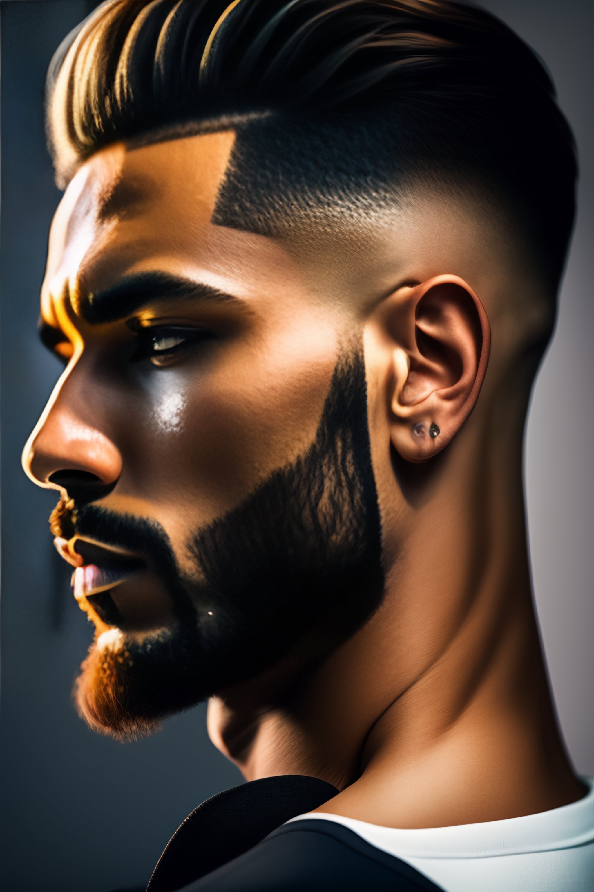 Lexica - Close up back of head shot of a man. High definition clean haircut