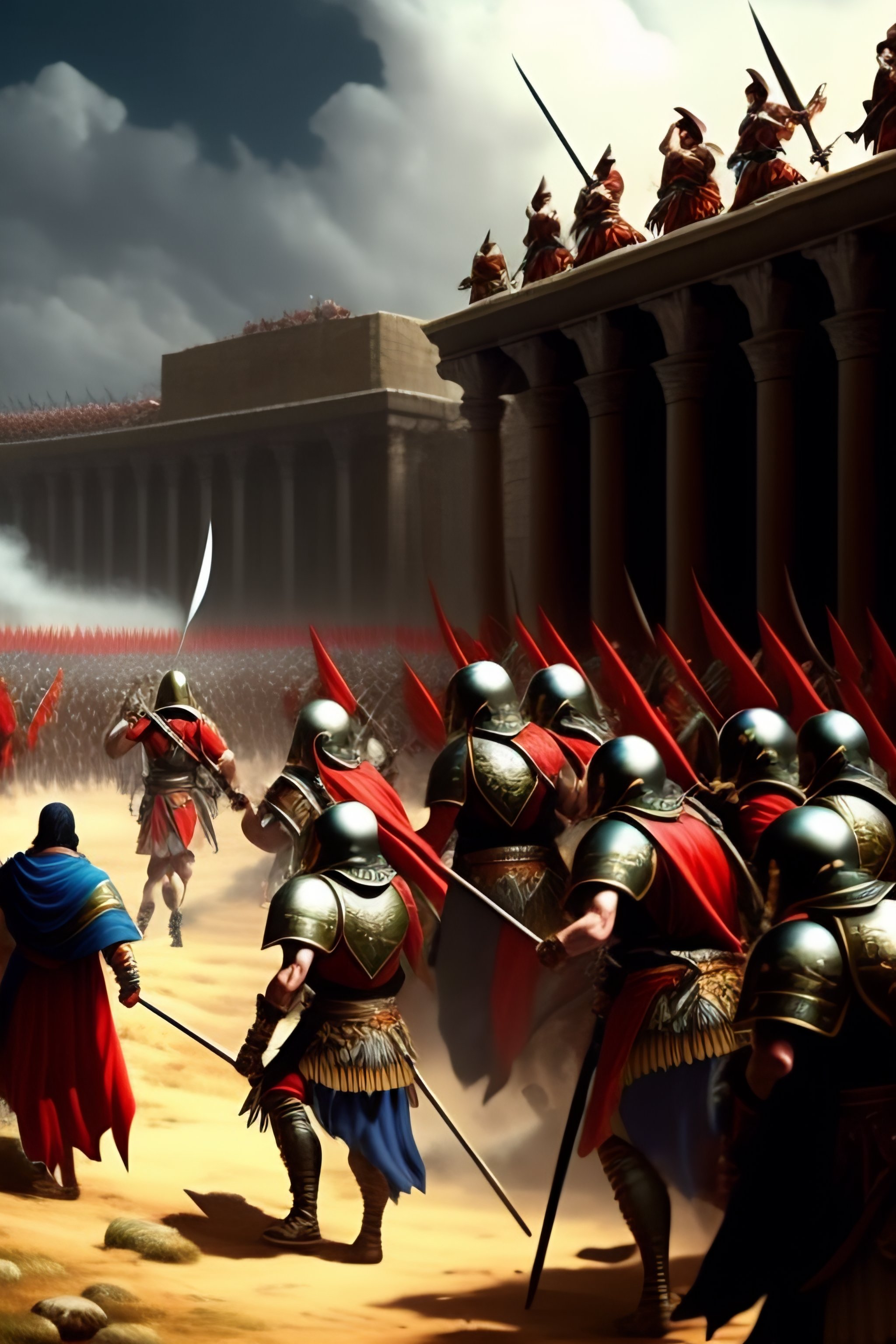 Lexica - A roman army fighting a demon army on a battlefield covered in ...