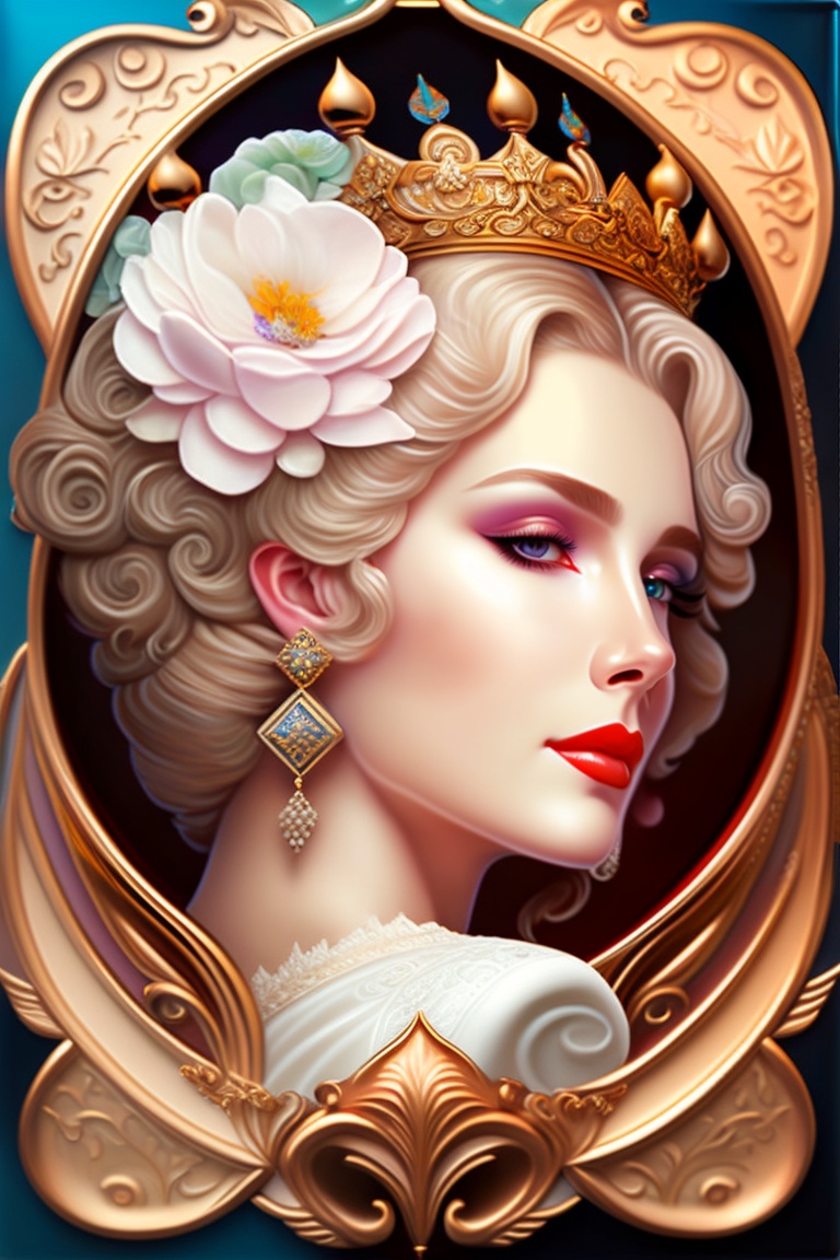 Lexica - Queen , ceramic tile art, depicting beautiful flowers ...