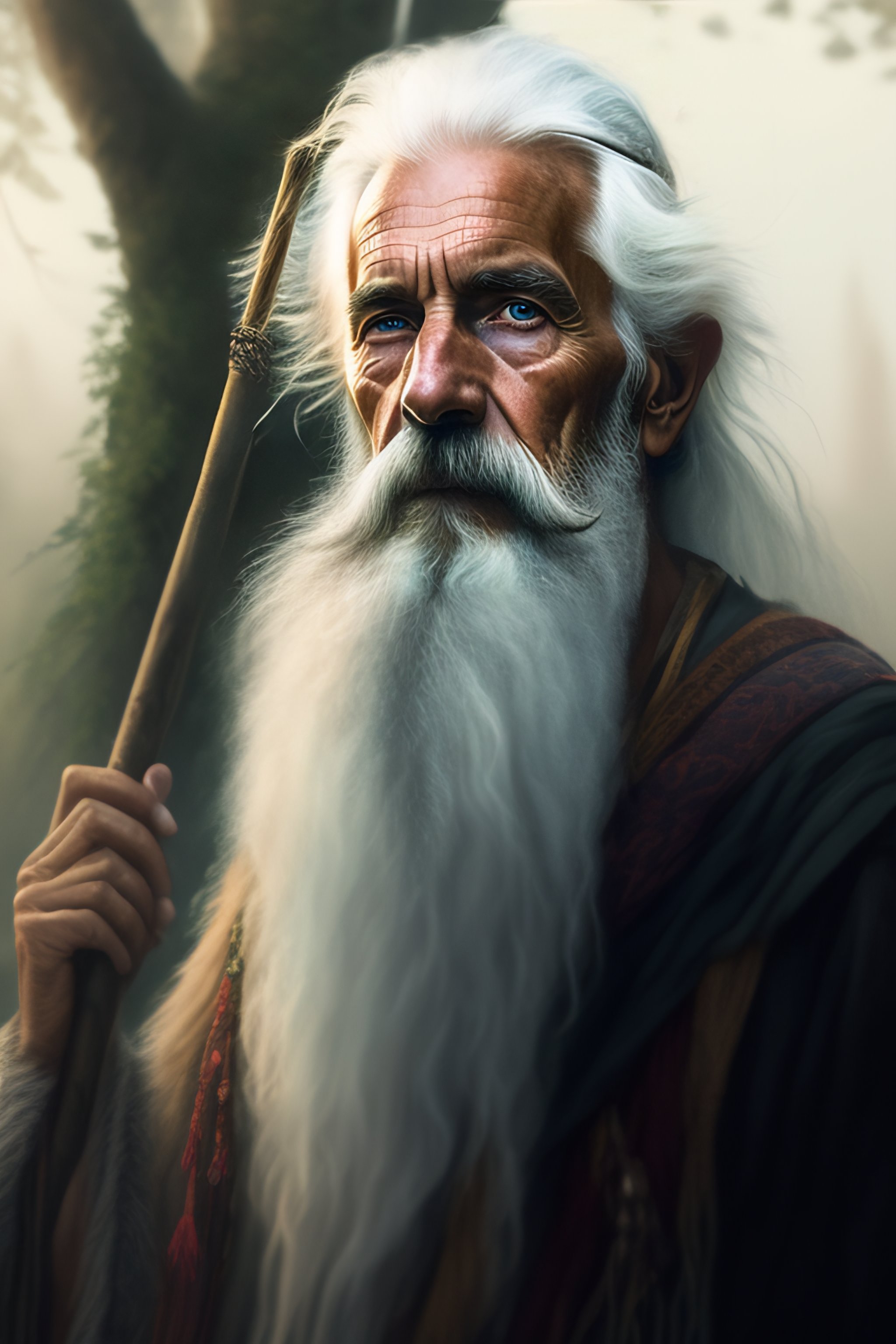 Lexica - Portrait of scruffy skinny very old male druid in rags with ...