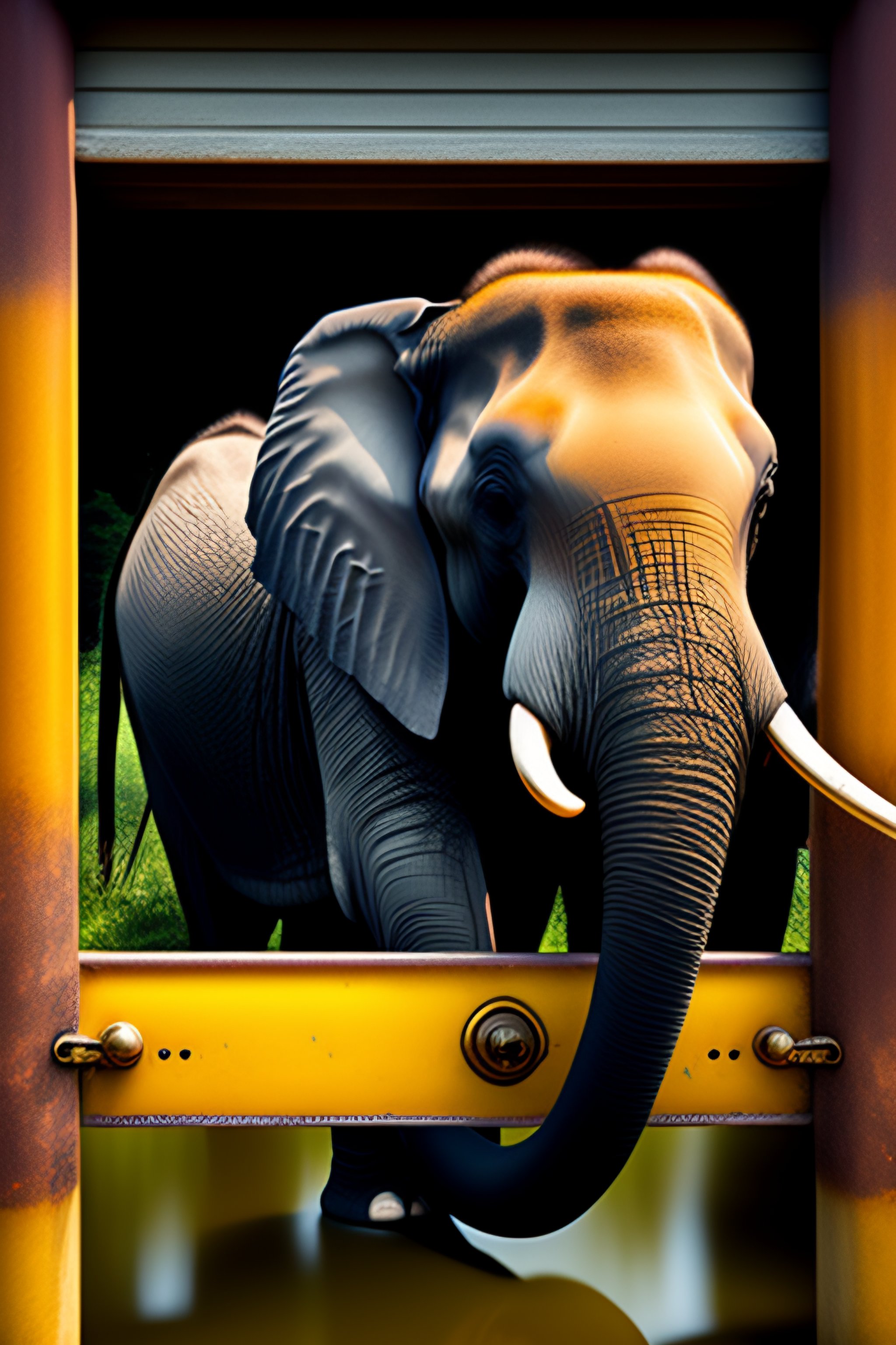Lexica - One elephant look through a lock