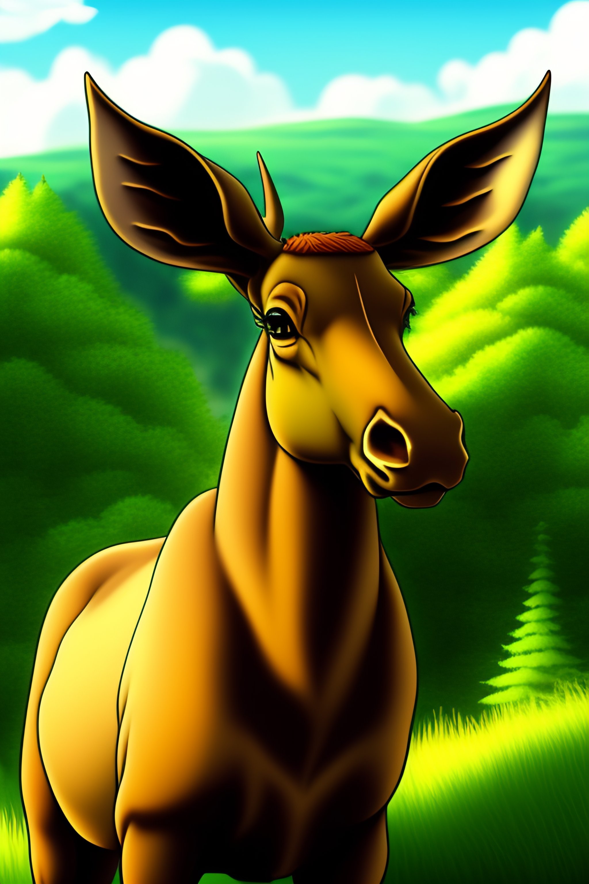 Lexica - Anime illustration of a Green Moose