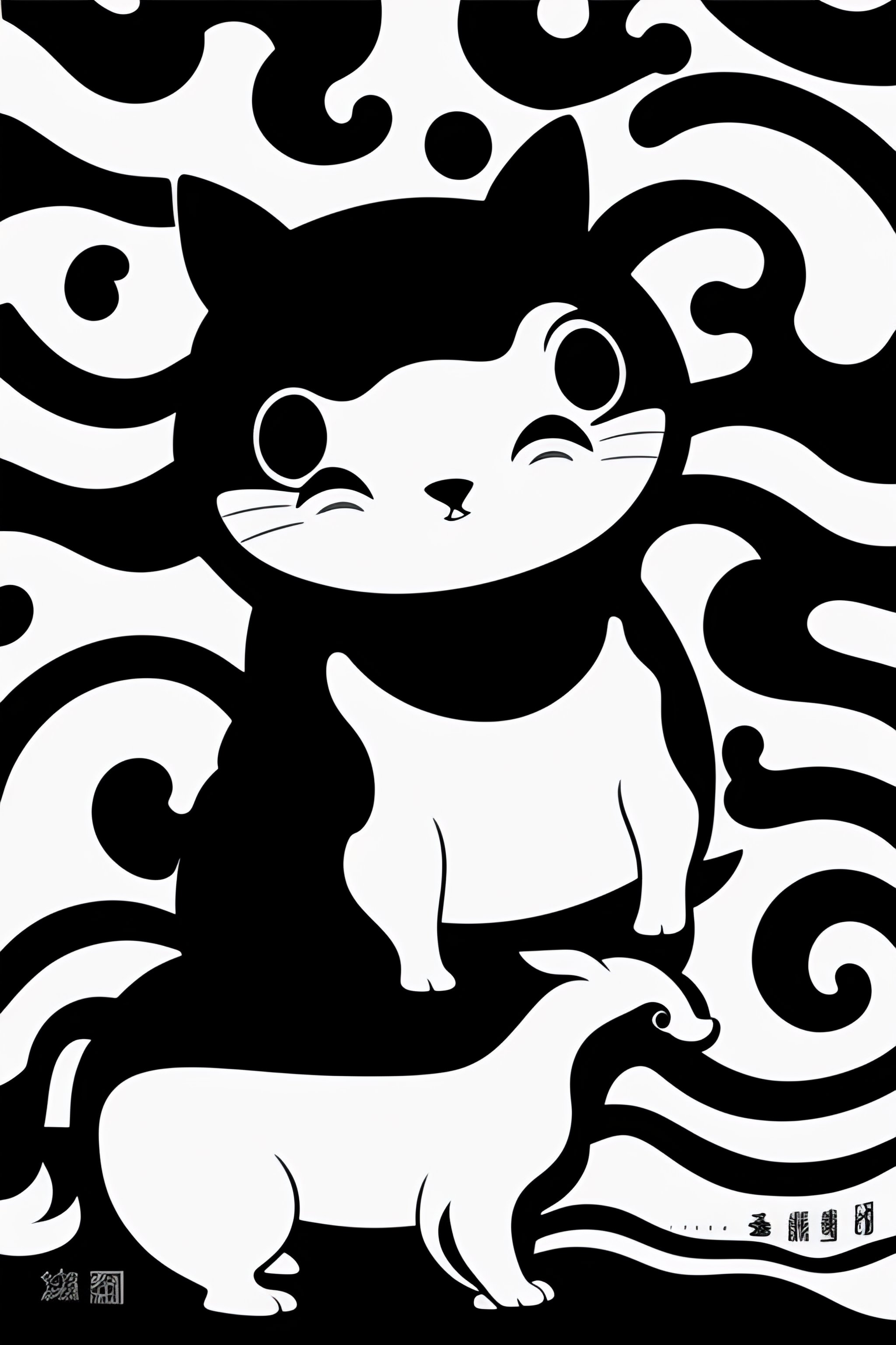Lexica - A flat simple black and white character design of a cute ...