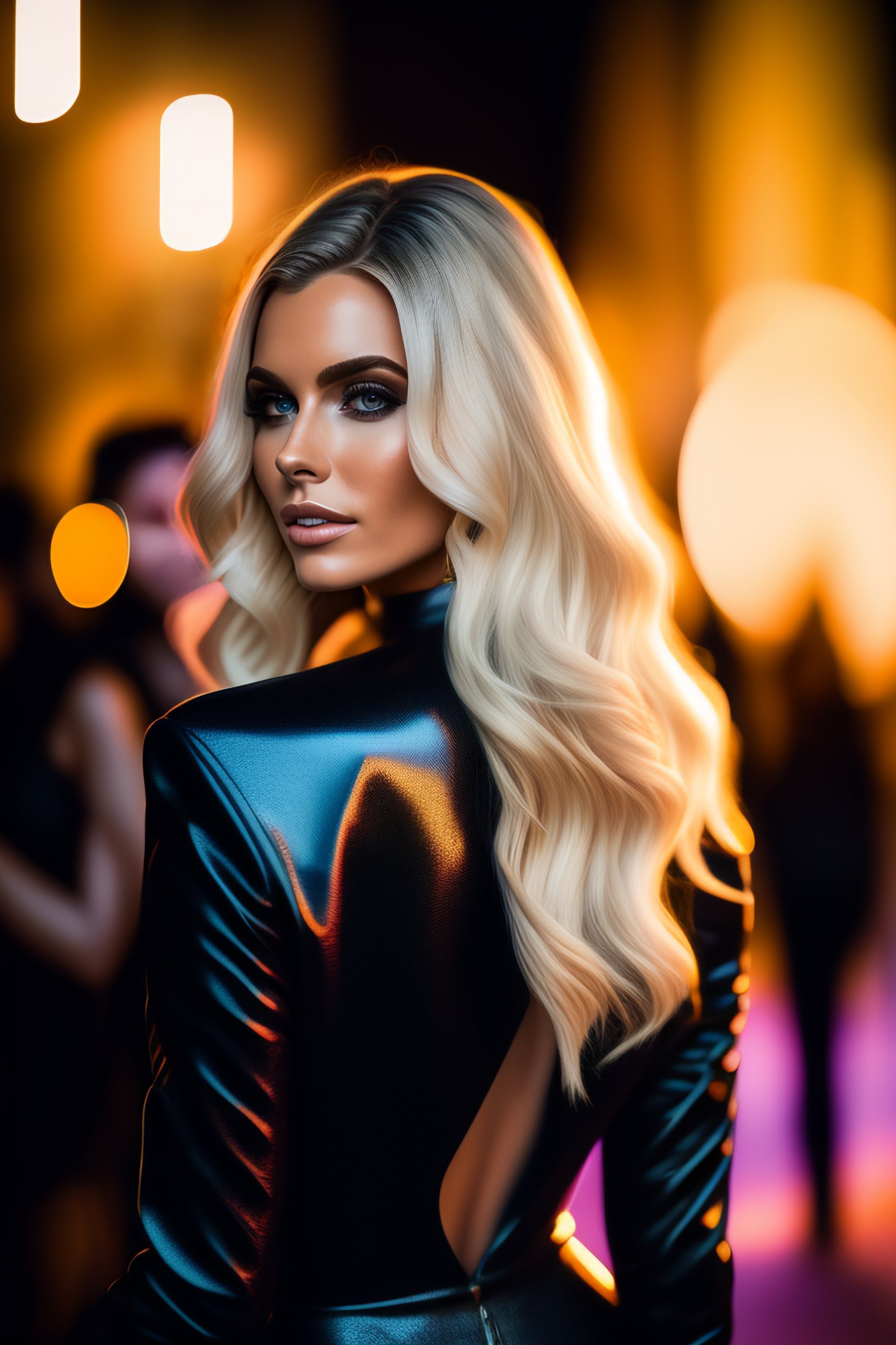 Lexica - Ektar 400 portrait of a super slim young blonde woman from back wearing a stunning ...