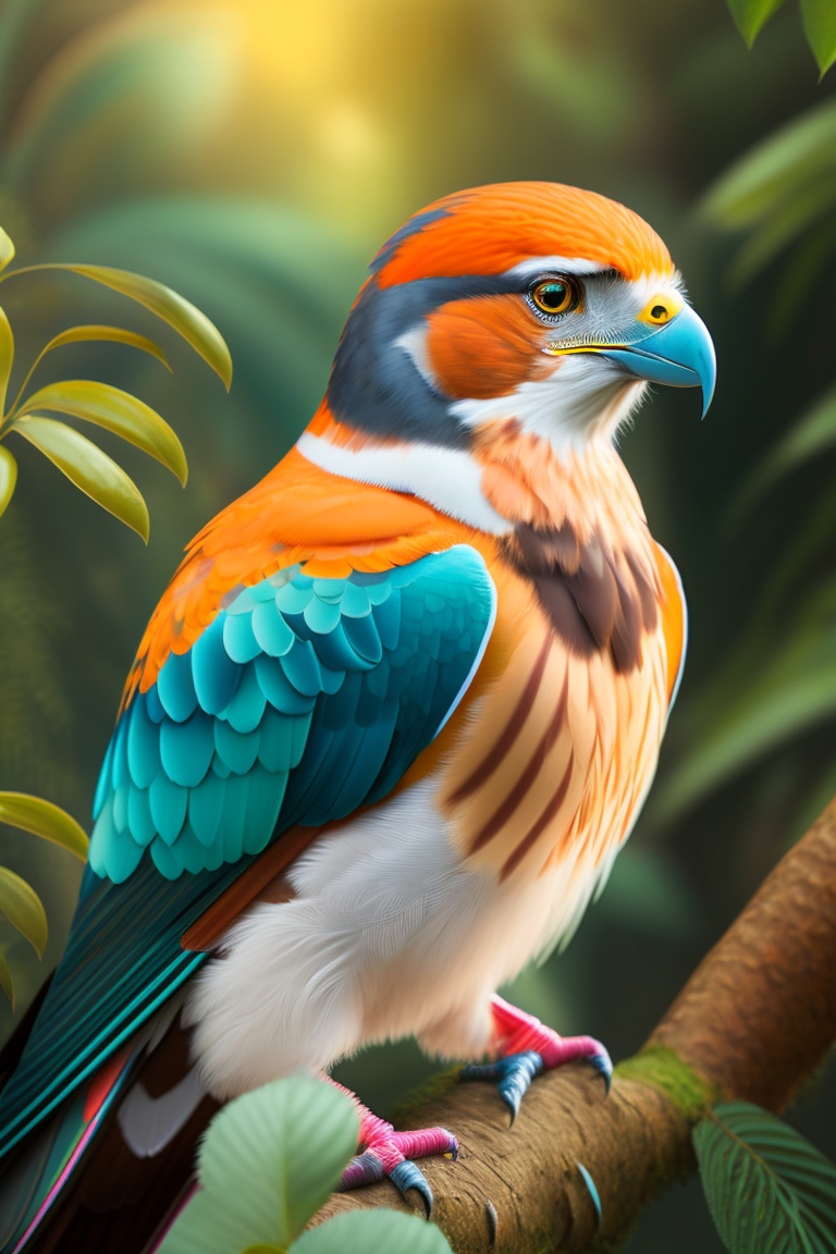 Lexica - A colourful hawk in a tropical forest, photorealistic, ultra ...