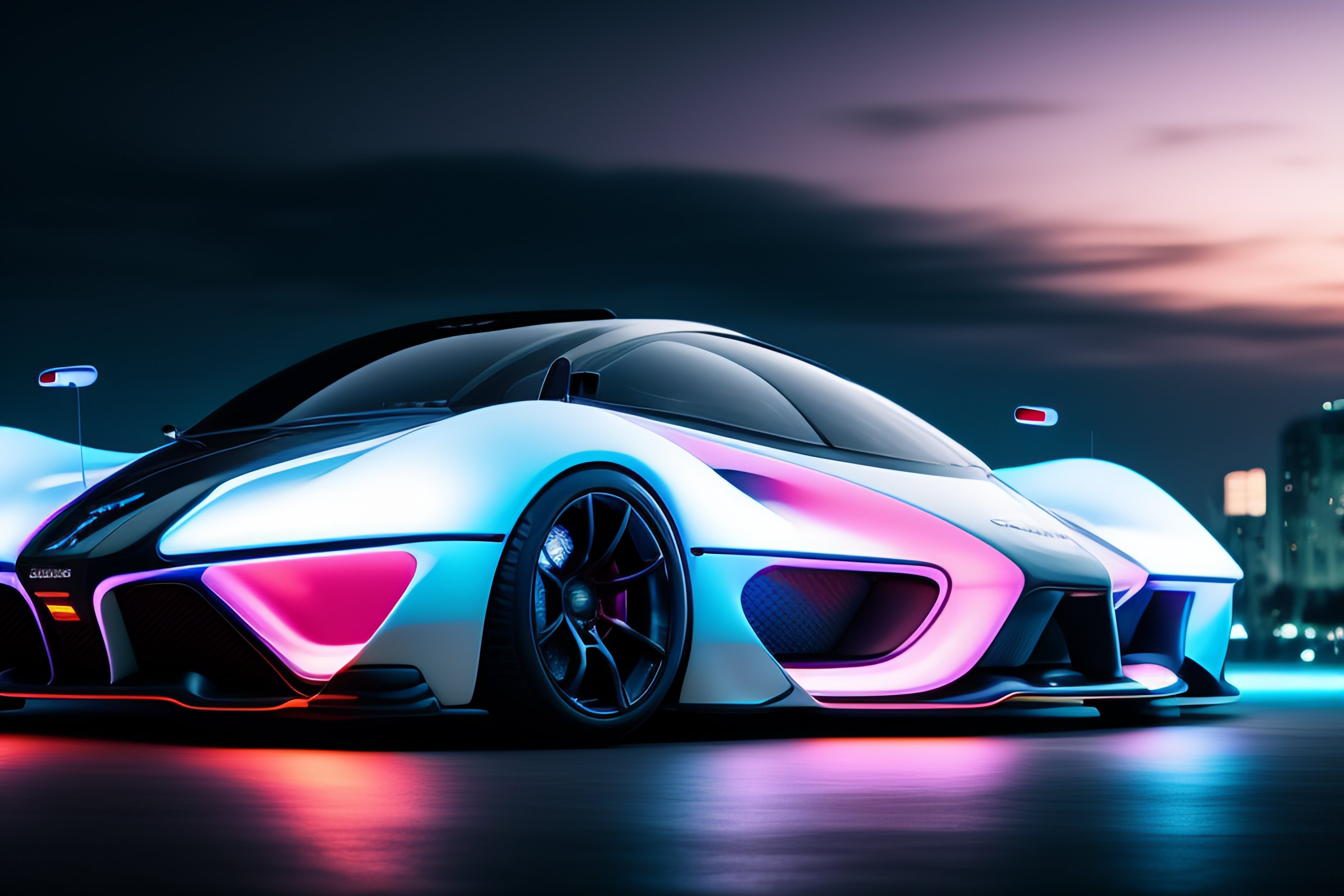 Lexica - Wide shot of a minimal translucent car, modern luxury yacht ...