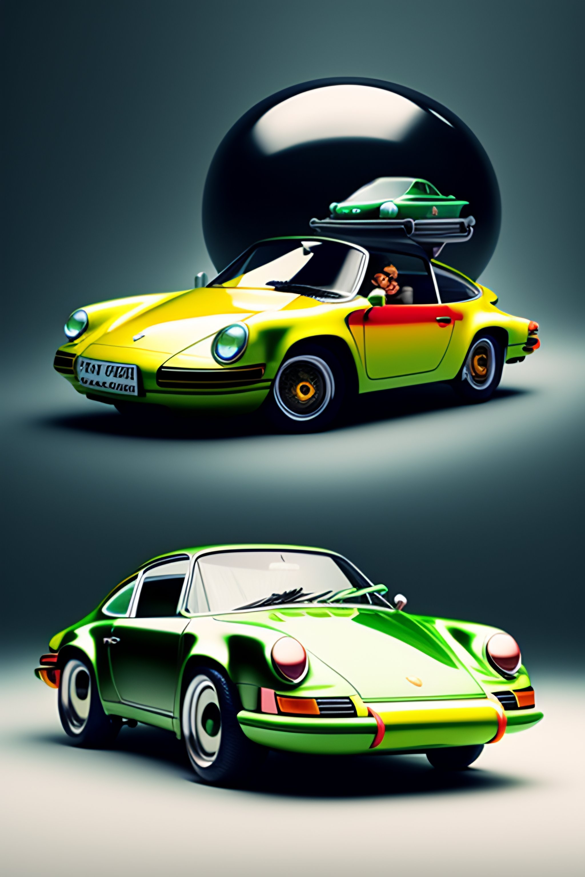 Lexica - Alien driving a porsche