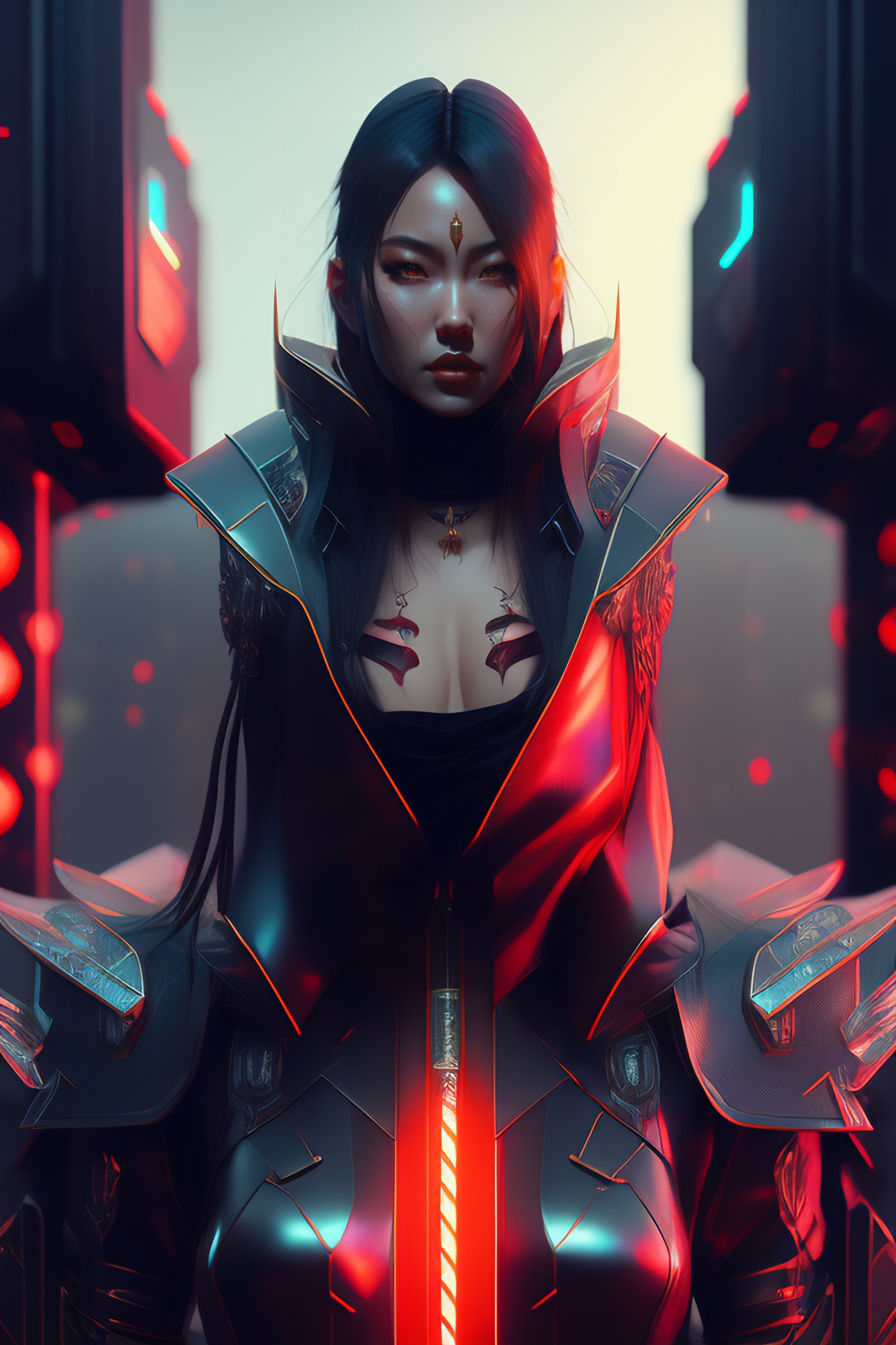 Lexica - Cyber punk, oni mask, 3 d render beeple, portrait, japanese ...