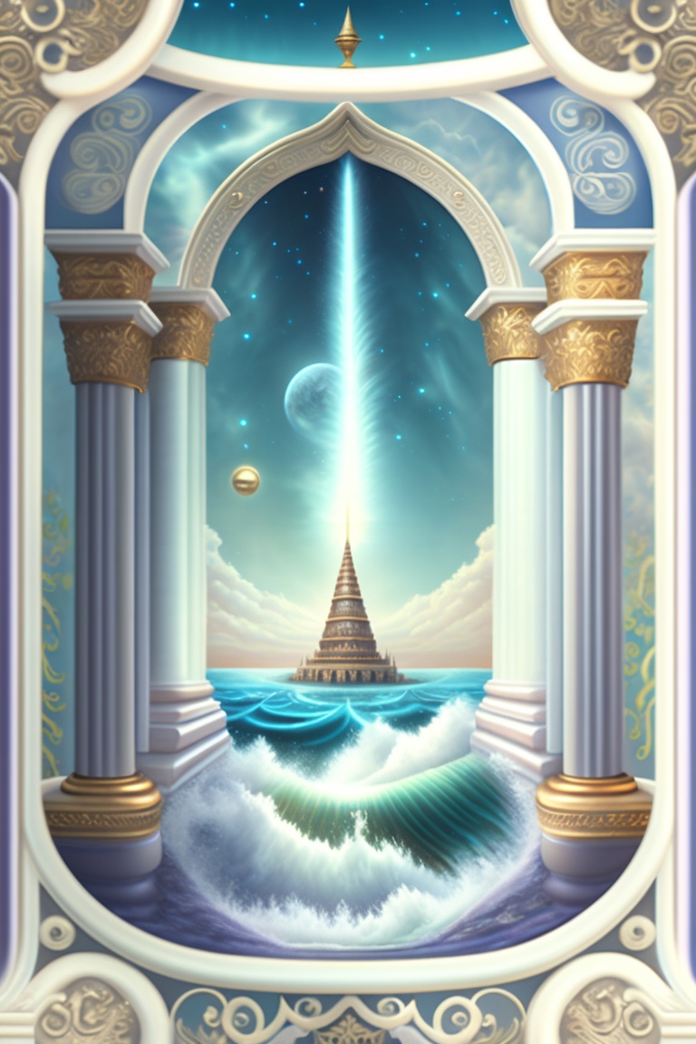 Lexica - Enchanting oracle card, elaborate ornate border. Center ...