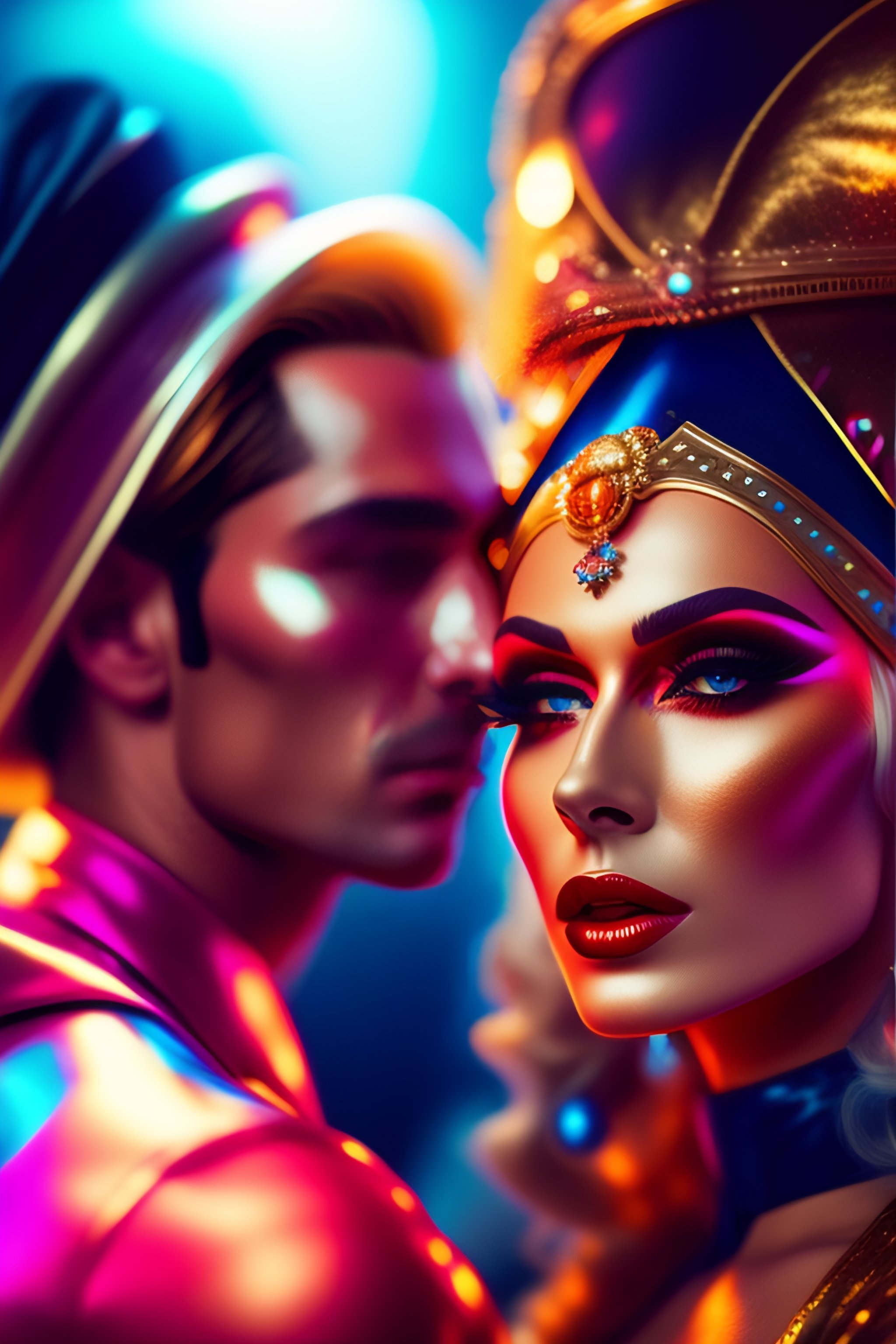 Lexica - Russian drag queen and man and girls drinking cocktails in ...