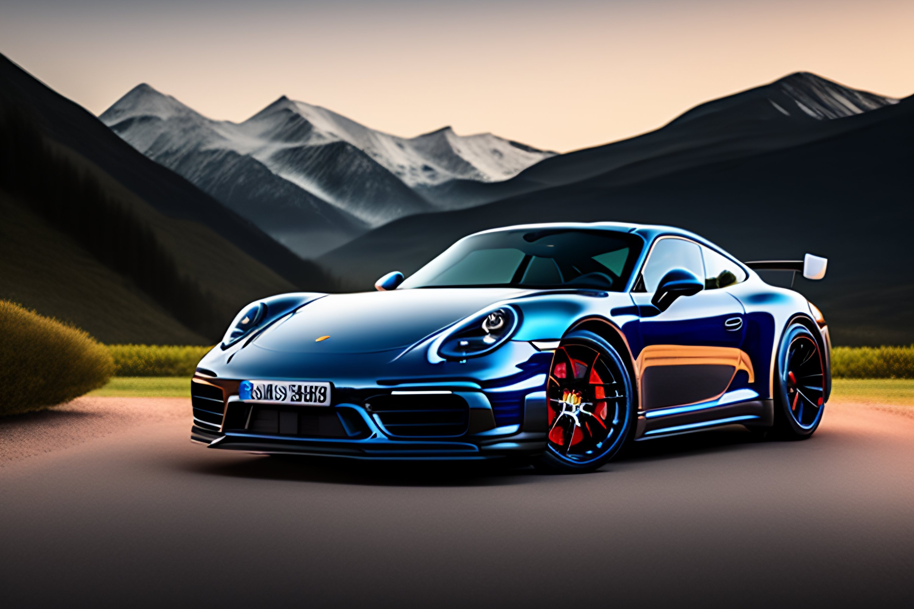 Lexica - Porsche car is driven in infinite galaxy around millions of stars