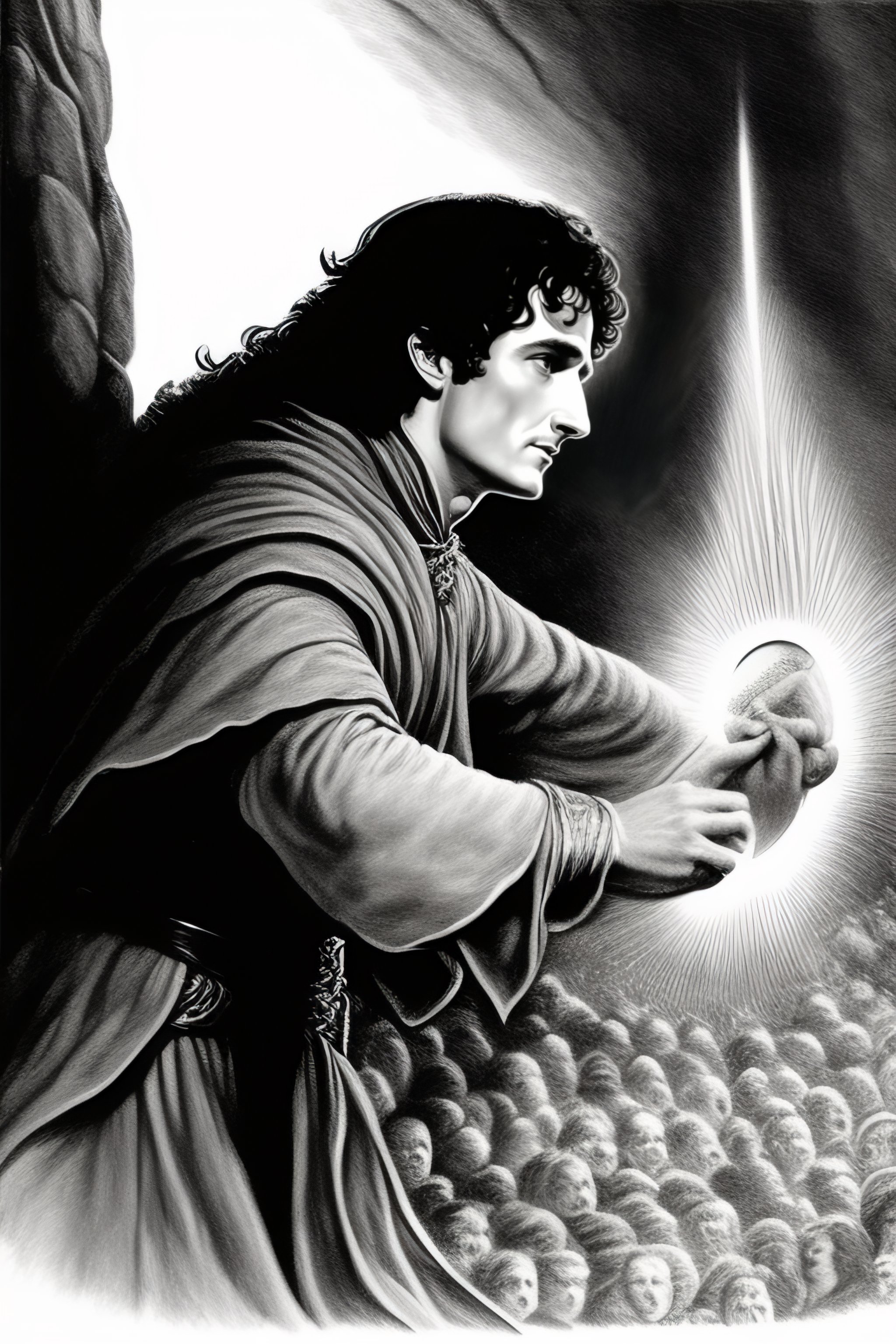 Lexica - Drawing of frodo throwing the ring into the sauron