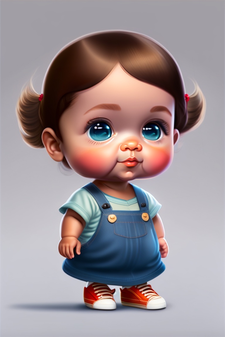Lexica - Full body portrait, cute adorable cartoon baby fran blanco
