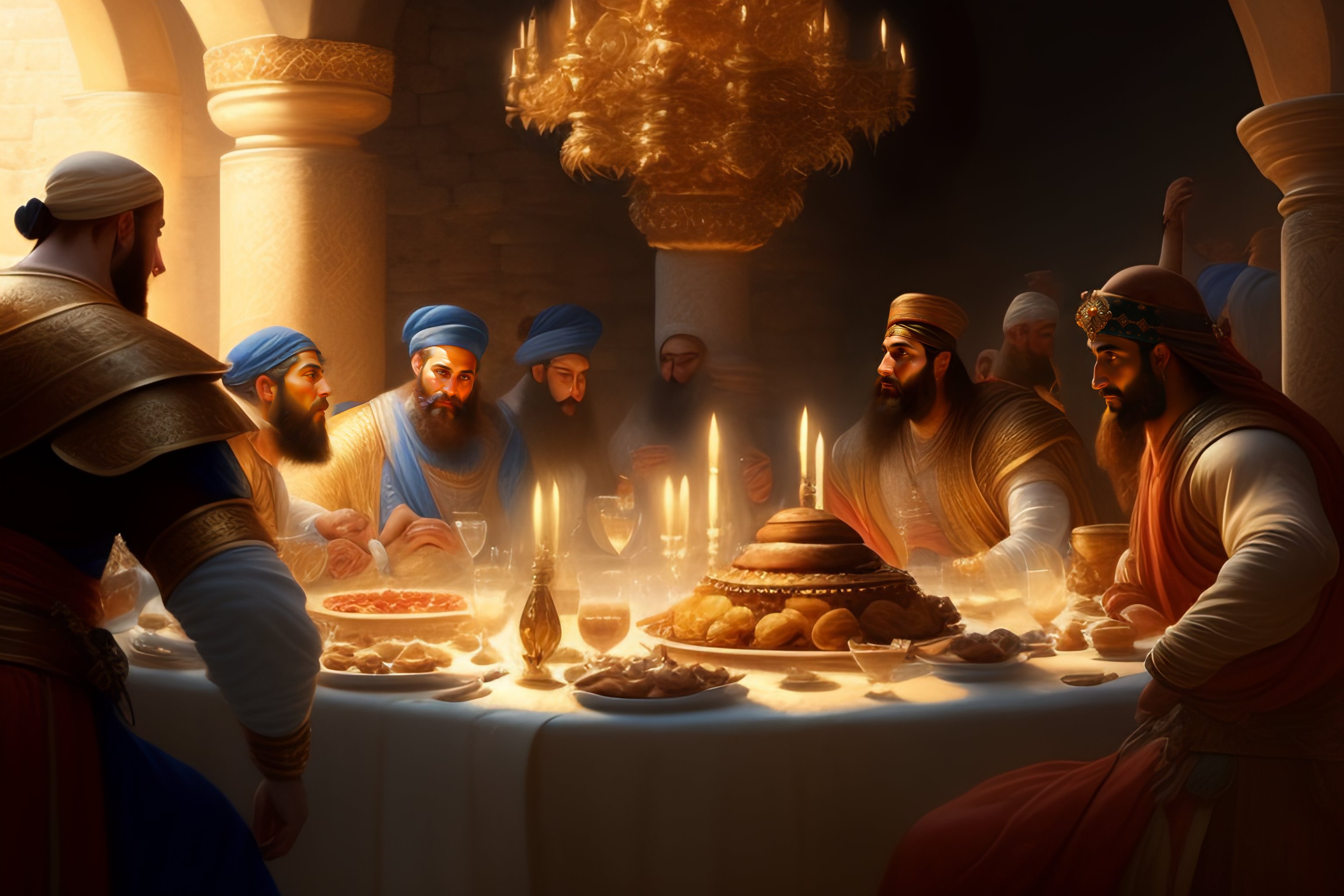 Lexica - A detailed painting a passover feast, 1st century jerusalem ...