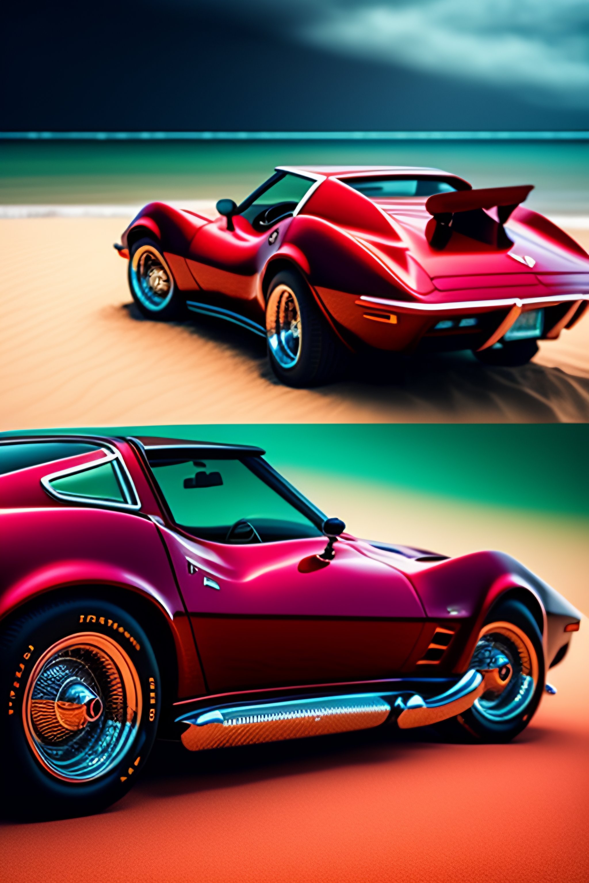 Lexica - Burgundy 1974 Corvette, car underwater, sitting on ocean floor ...
