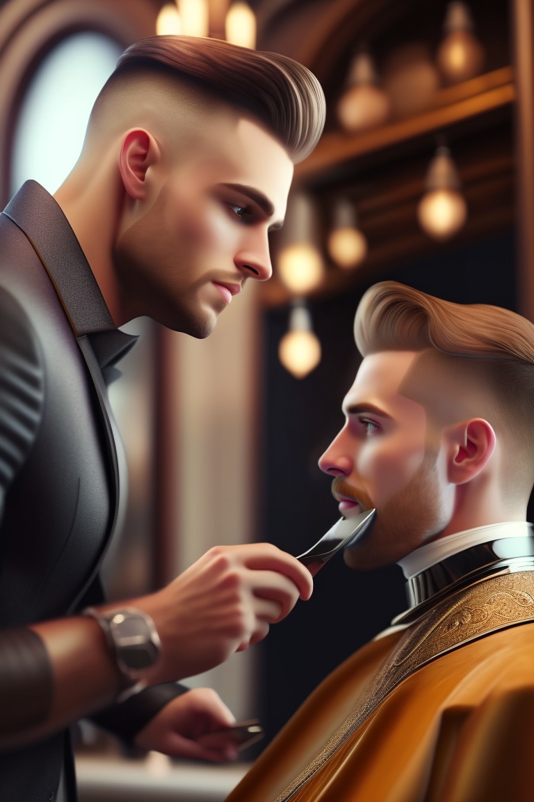 Lexica - Male hairdresser in luxury place holding scissors and shaving ...