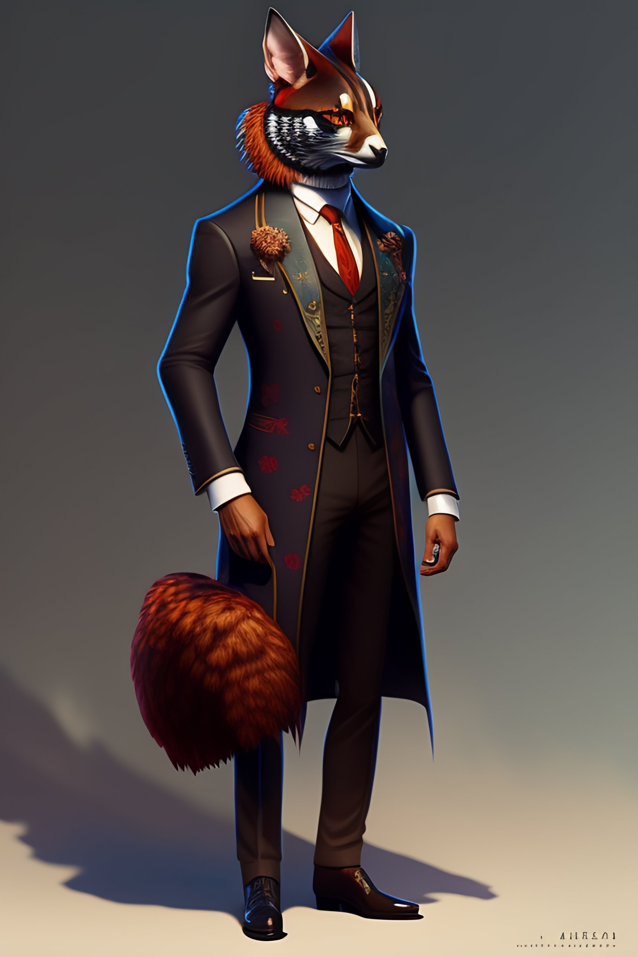 Lexica - Anthro furry humanoid cockerel, three piece suit, checking ...